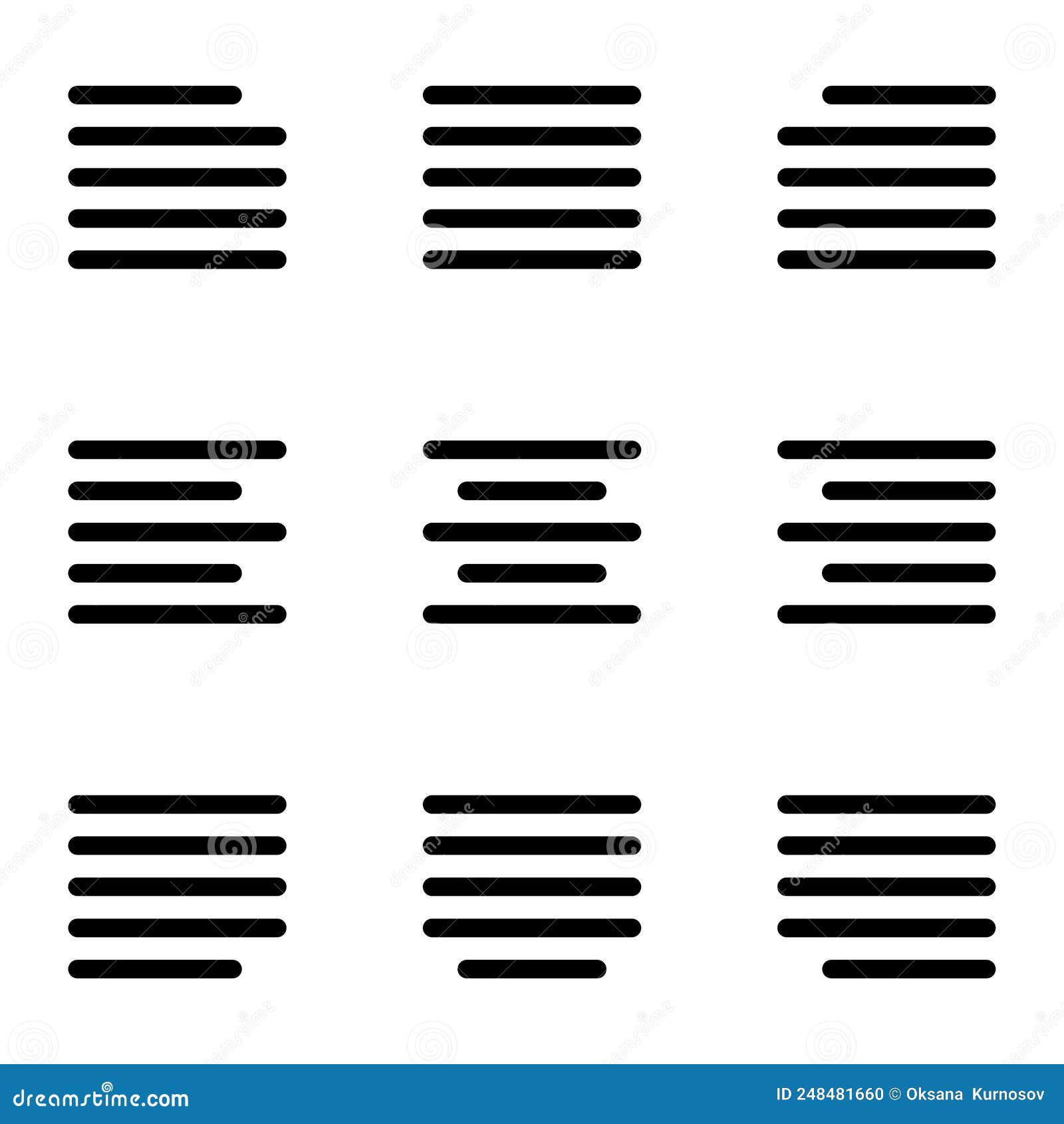 Thin Line Alignment Set Icon on White Background Stock Illustration ...