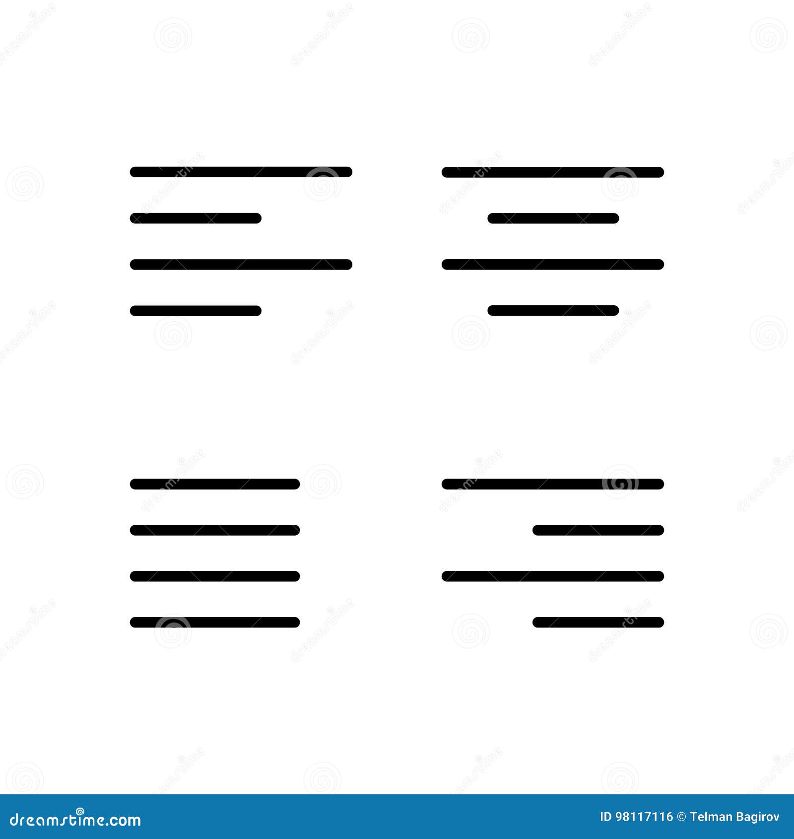 Thin Line Alignment Set Icons Stock Illustration - Illustration of ...