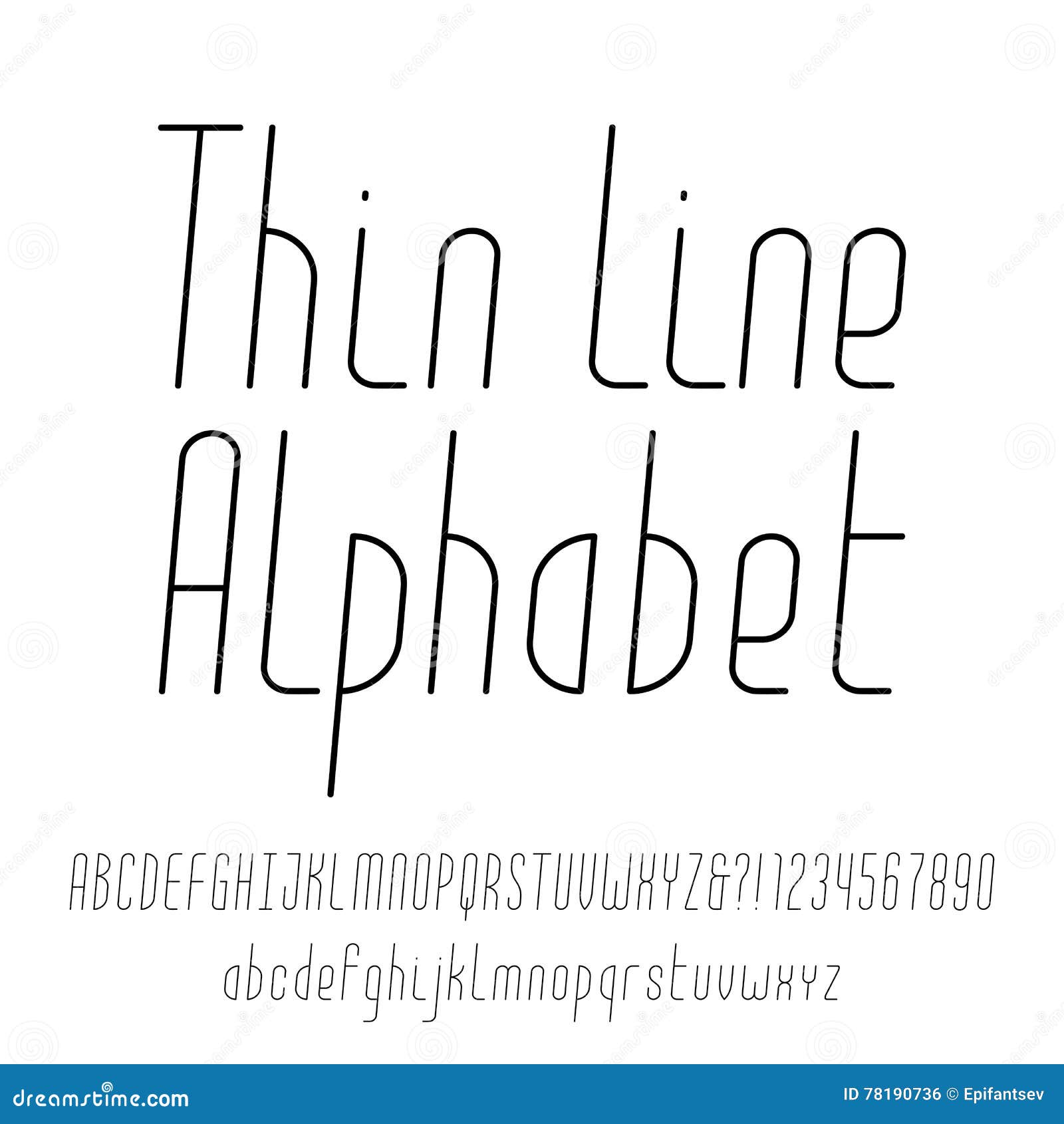 Thin Line Alphabet. Modern Outline Typeface. Vector Illustration ...