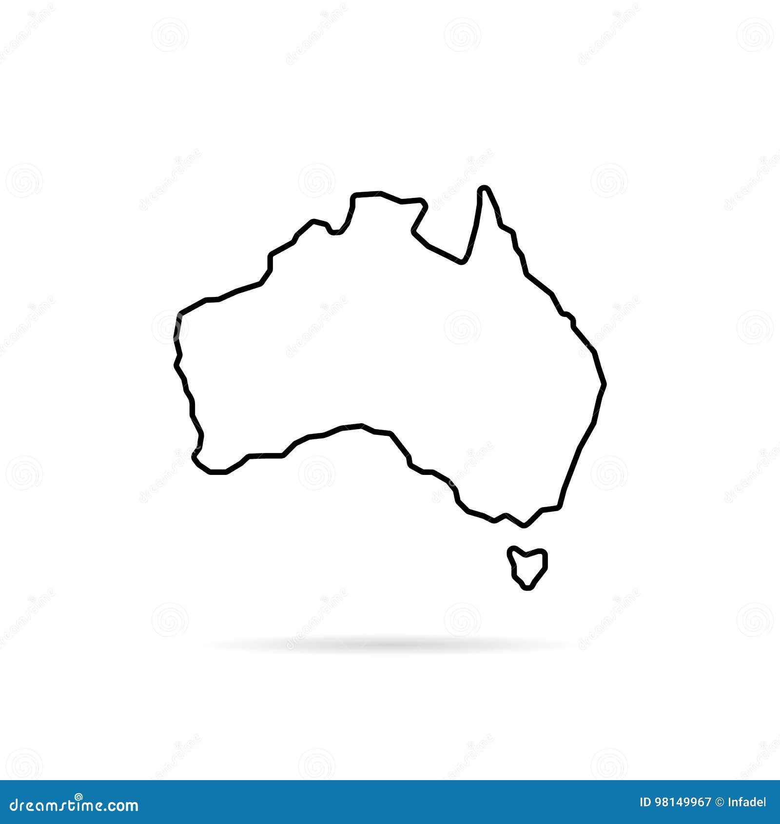 Thin Line Australia Map with Shadow Stock Vector - Illustration of ...