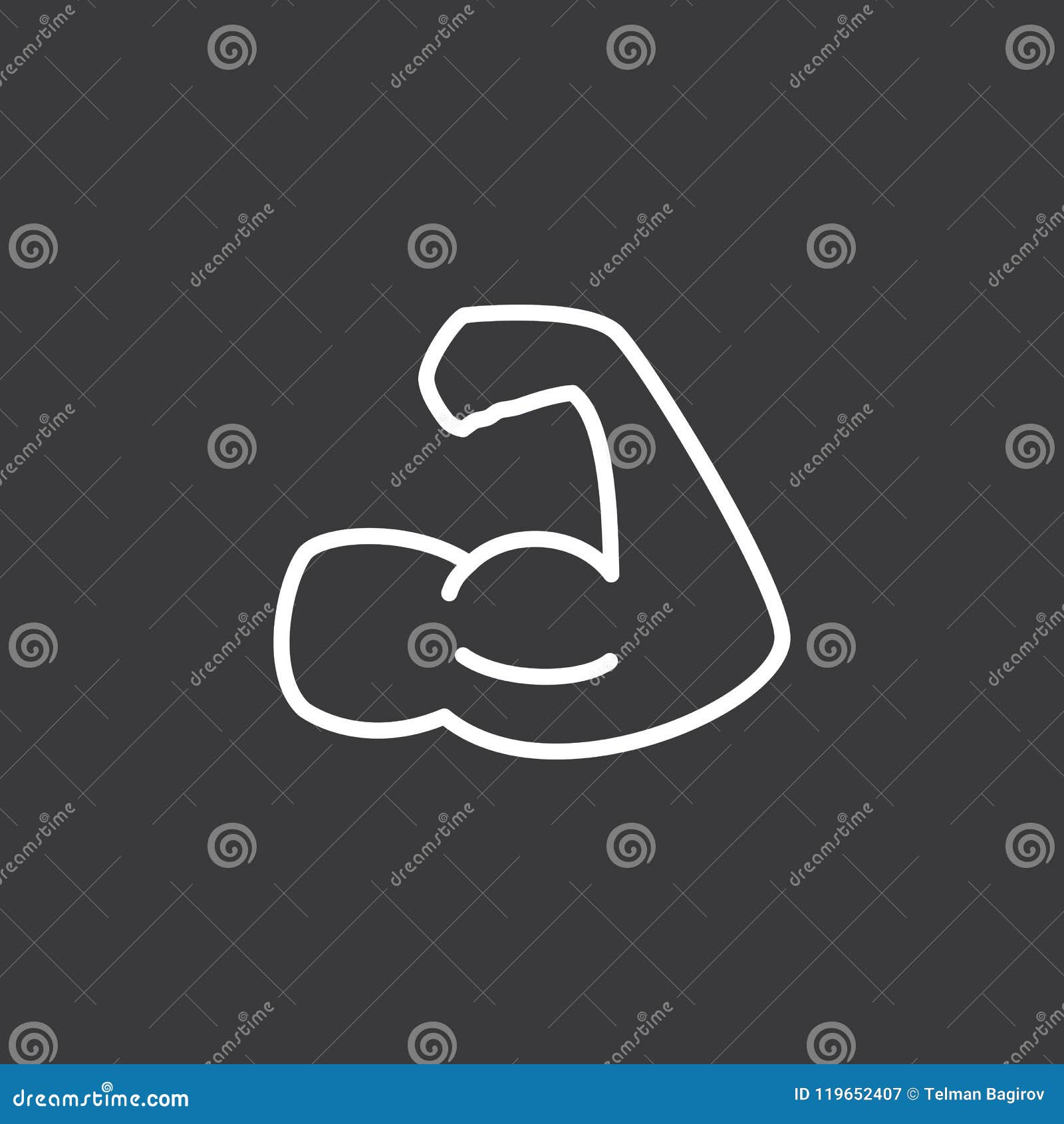 Line Biceps Icon on Dark Background Stock Illustration - Illustration ...