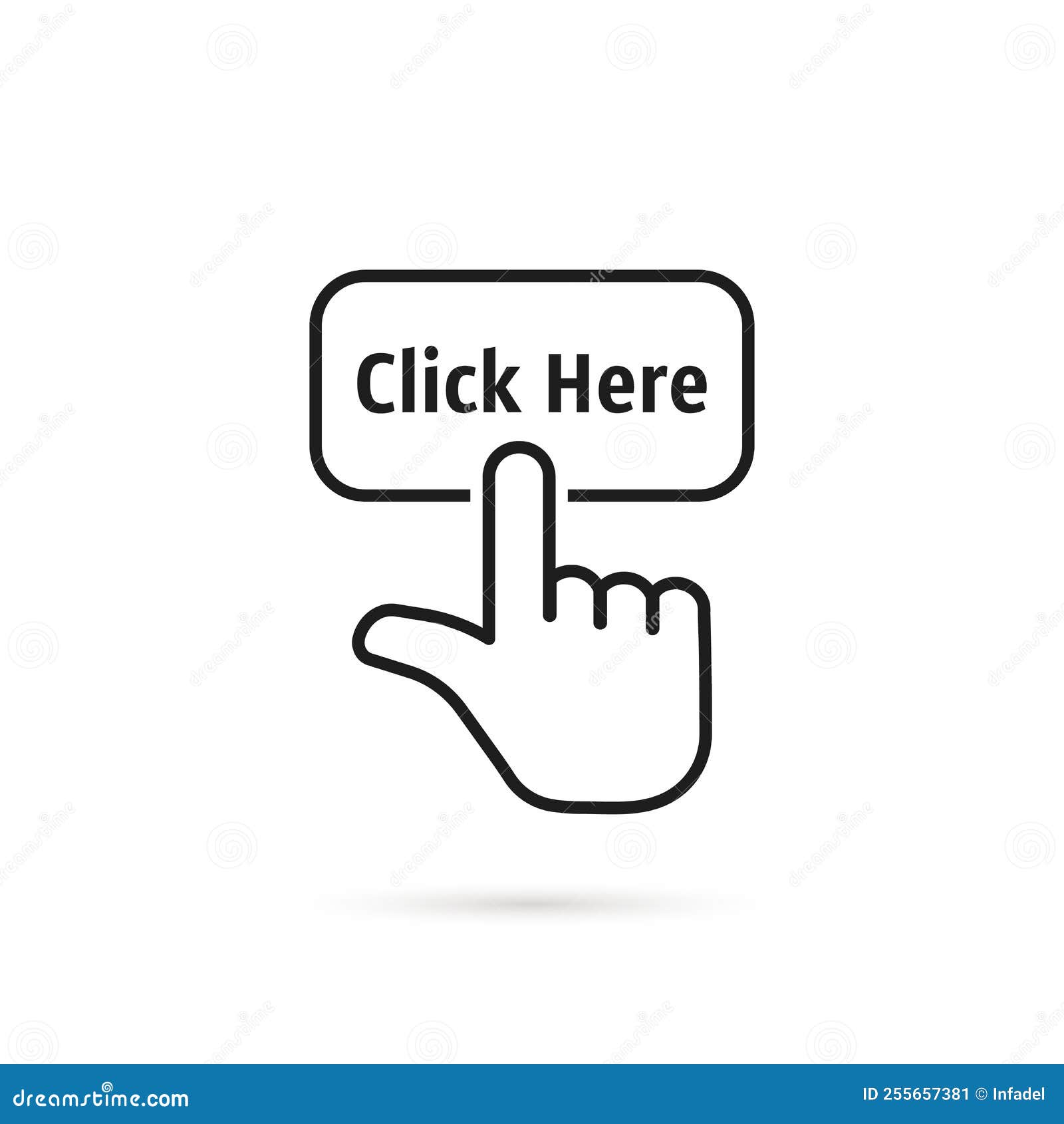 Thin Line Black Click Here Button Stock Vector - Illustration of button ...