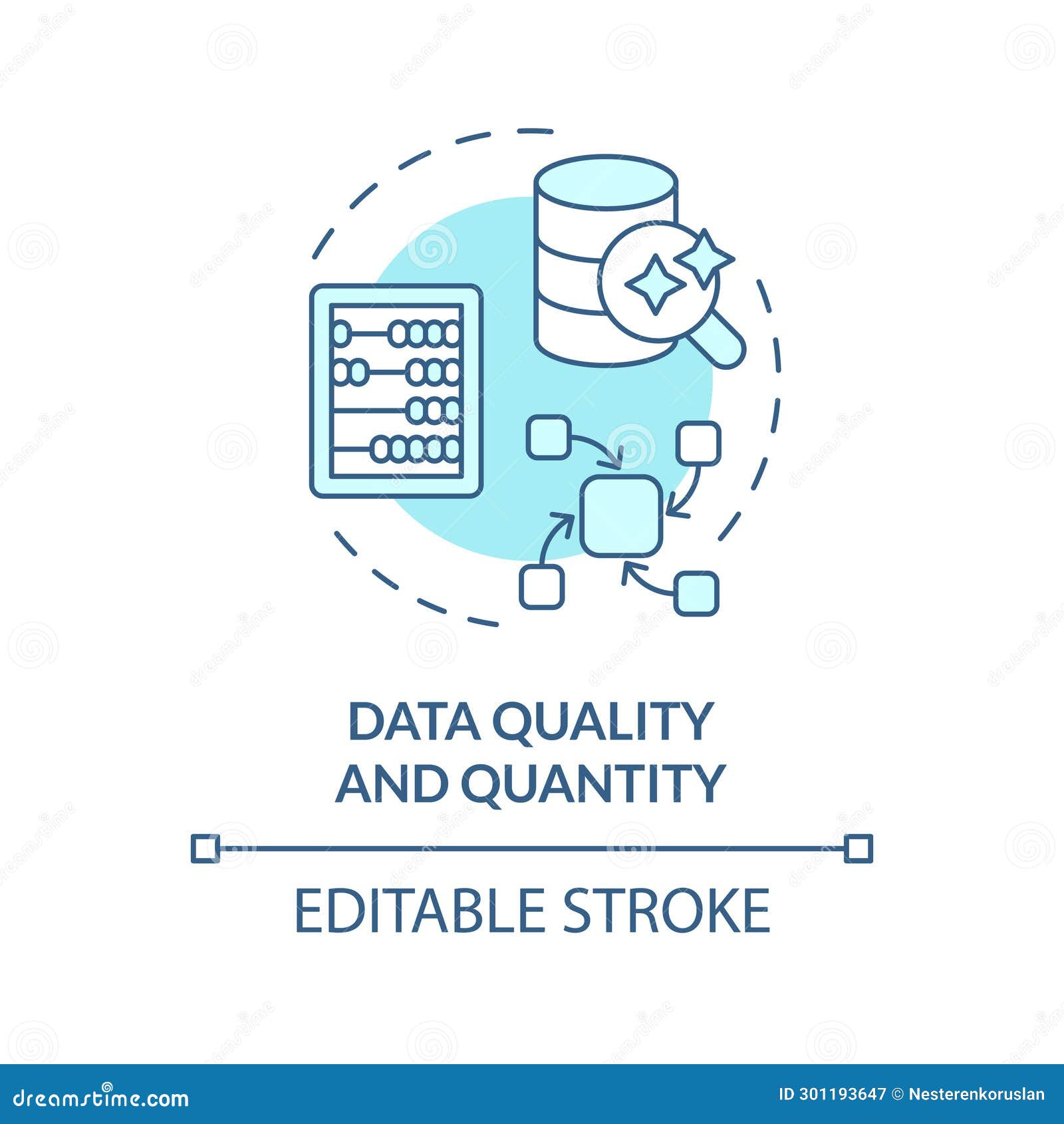 Thin Line Blue Data Quality and Quantity Icon Concept Stock Vector ...