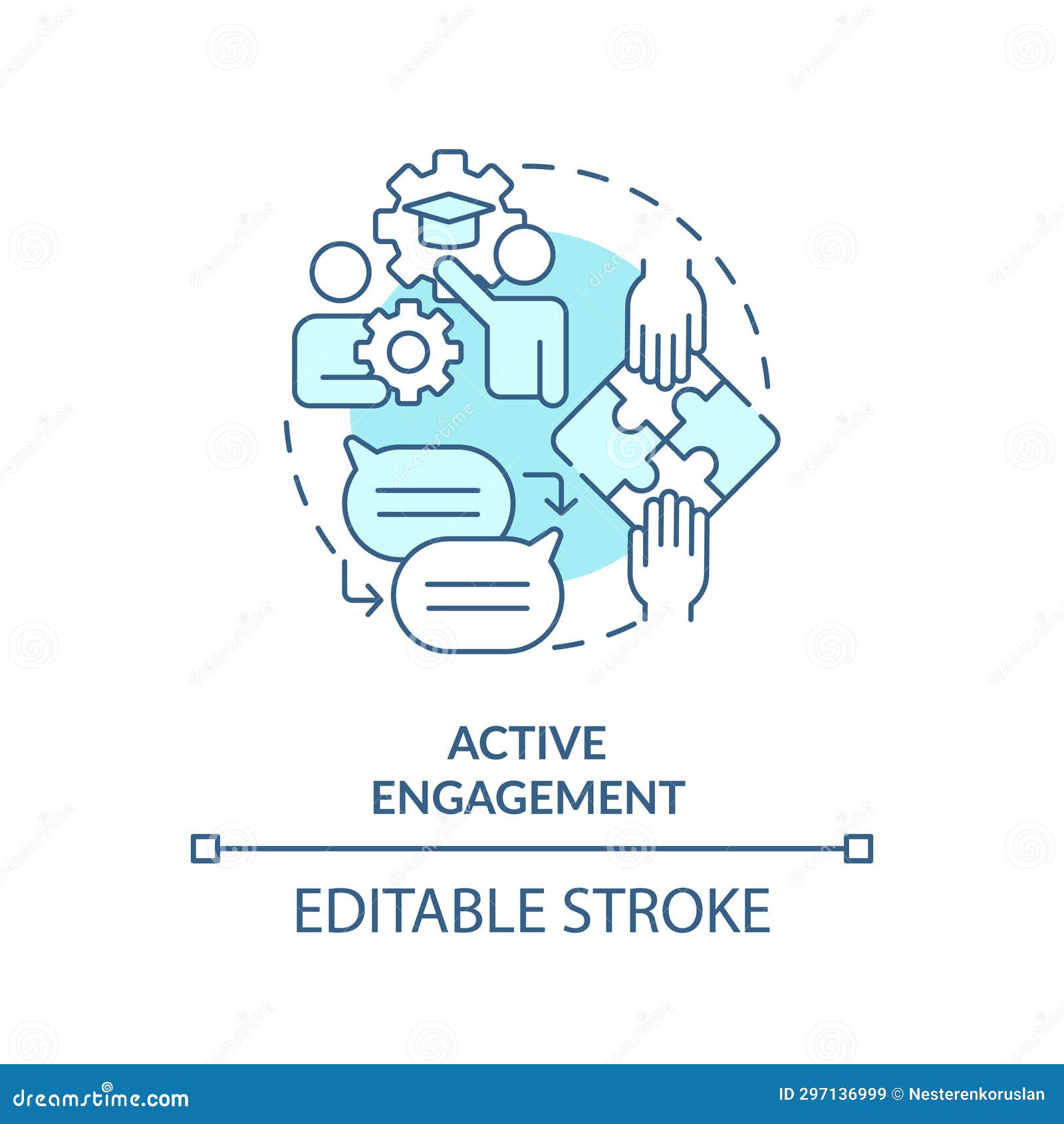 Thin Line Blue Icon Active Engagement Concept Stock Vector ...