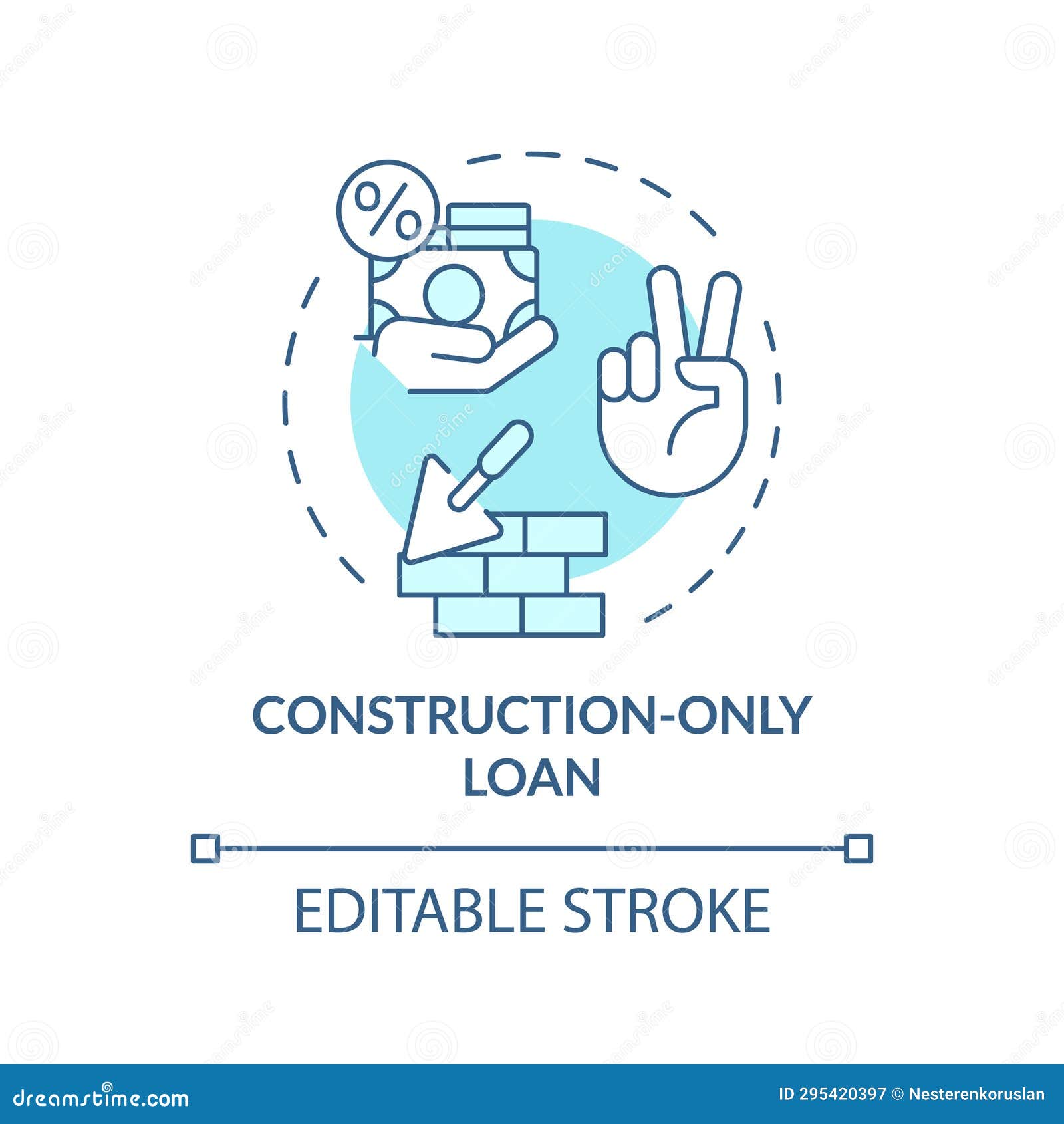 Thin Line Blue Icon Construction only Loan Concept Stock Vector ...