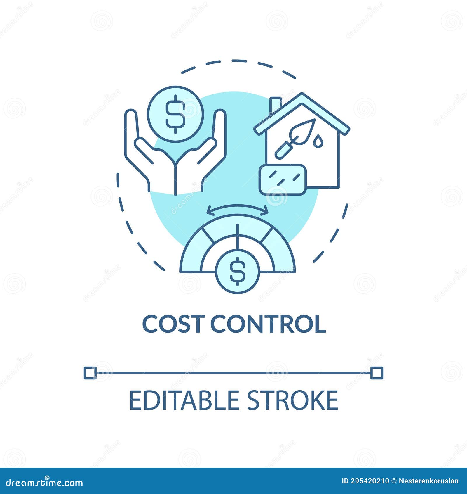 Thin Line Blue Icon Cost Control Concept Stock Illustration ...