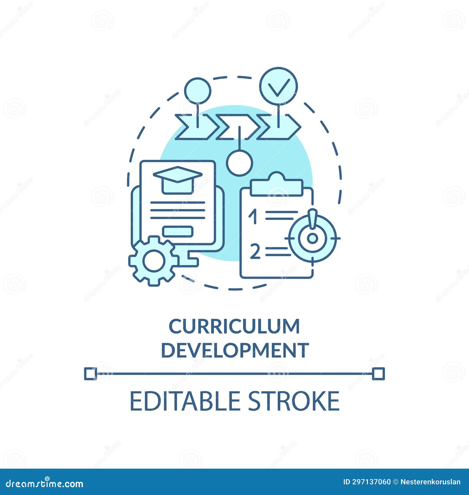 Thin Line Blue Icon Curriculum Development Concept Stock Vector ...