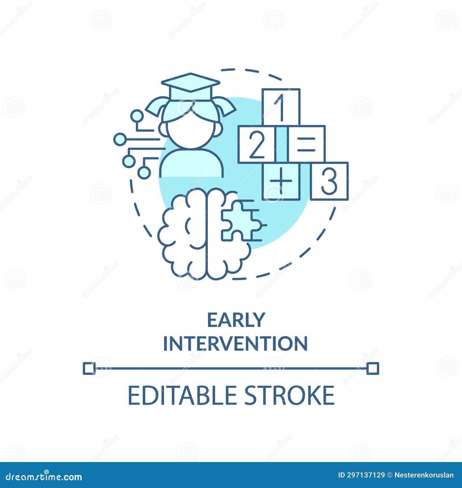 Thin Line Blue Icon Early Intervention Concept Stock Illustration ...