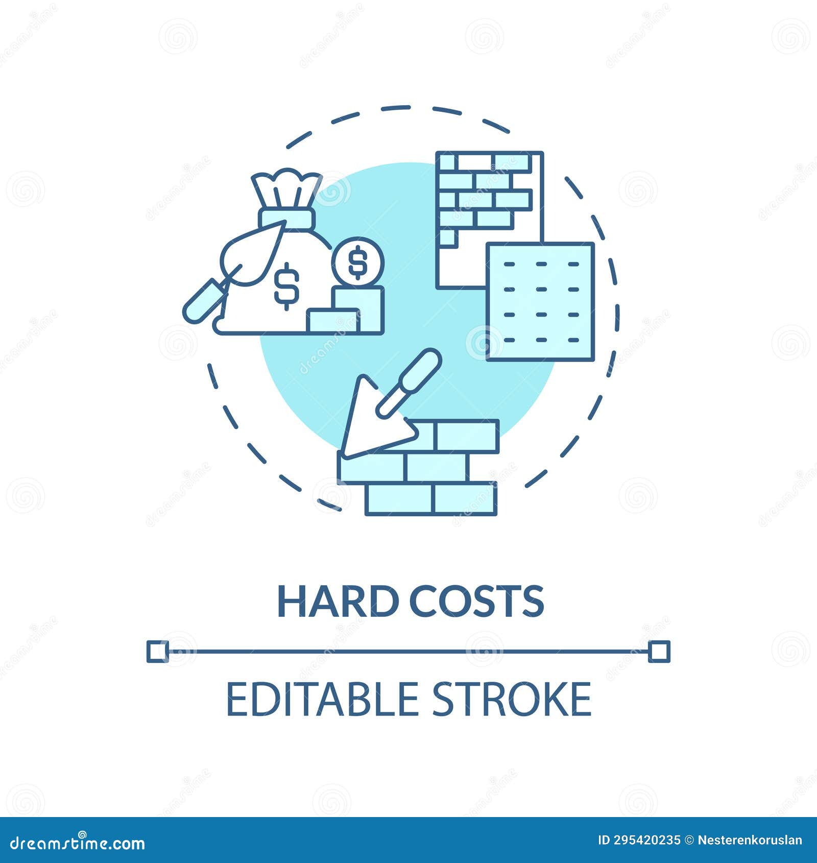 Thin Line Blue Icon Hard Costs Concept Stock Illustration ...