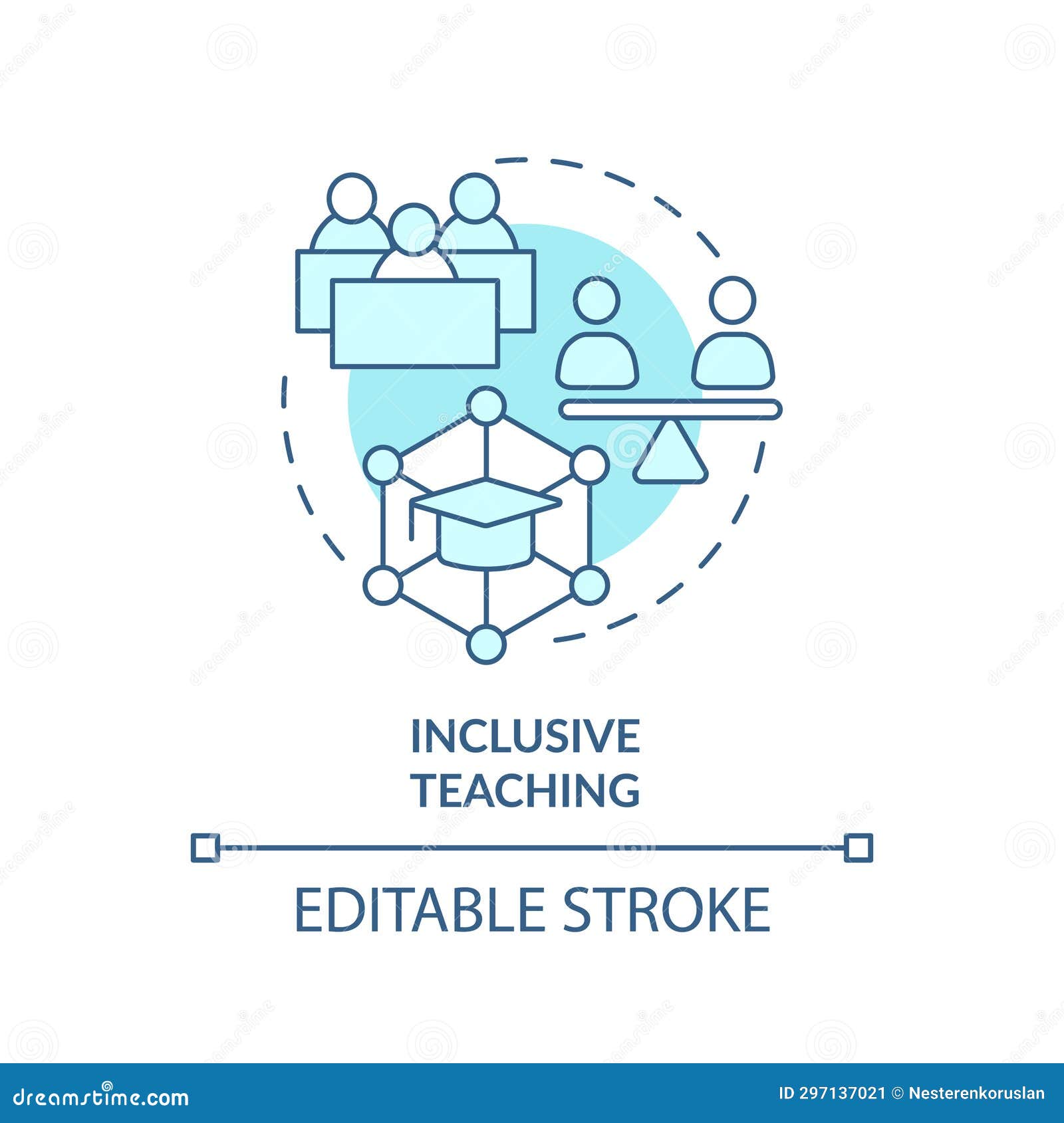 Thin Line Blue Icon Inclusive Teaching Concept Stock Illustration ...