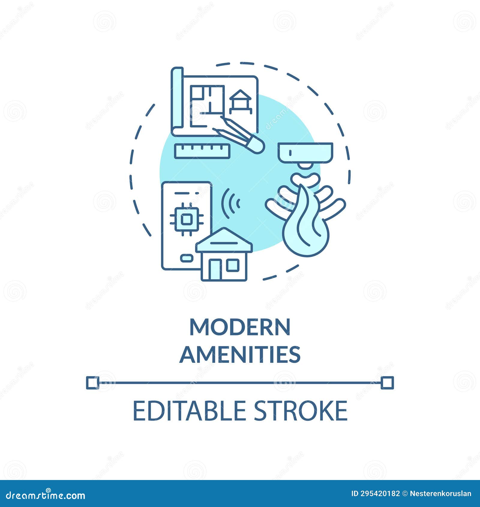 Thin Line Blue Icon Modern Amenities Concept Stock Vector ...