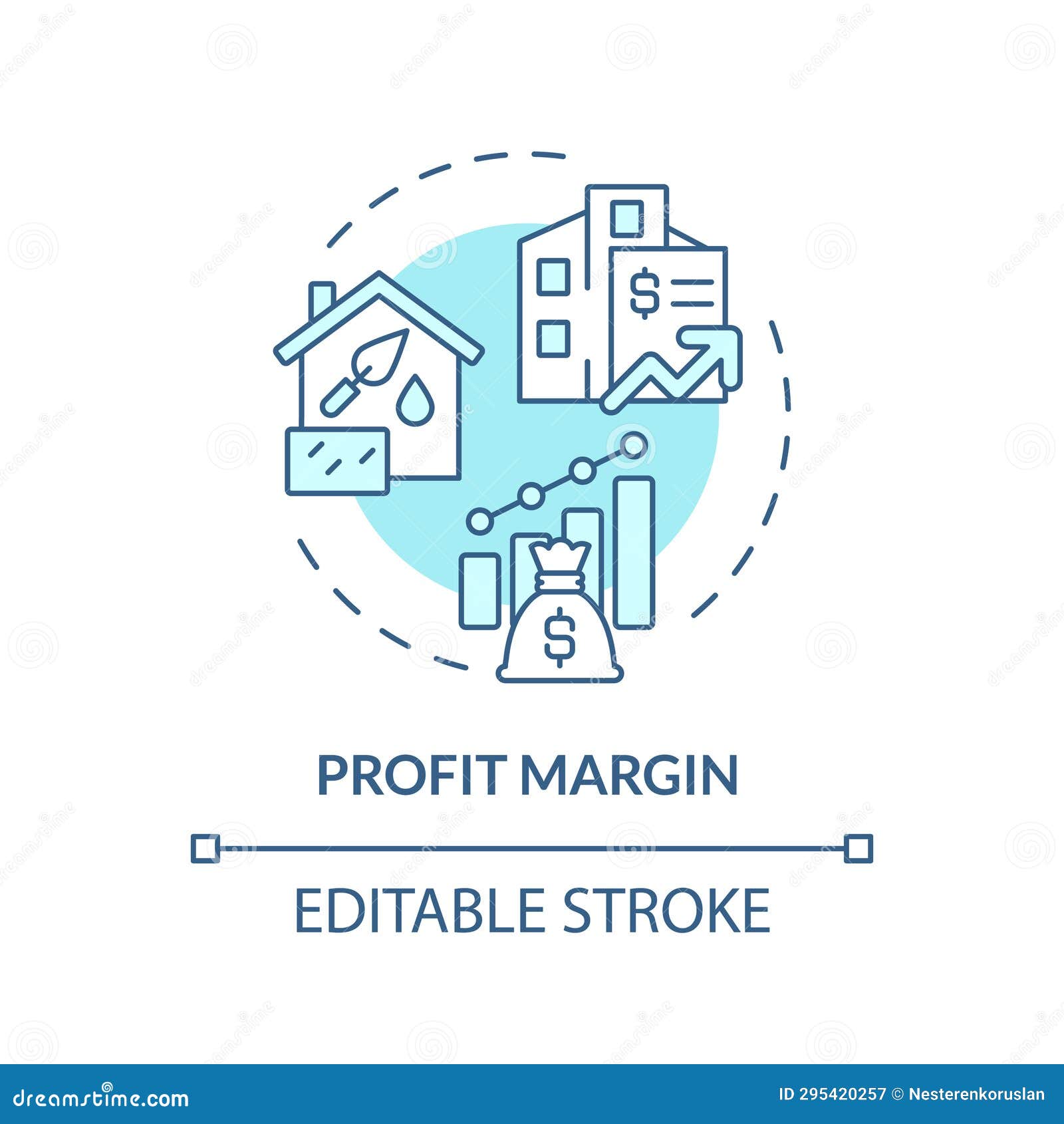 Thin Line Blue Icon Profit Margin Concept Stock Vector - Illustration ...