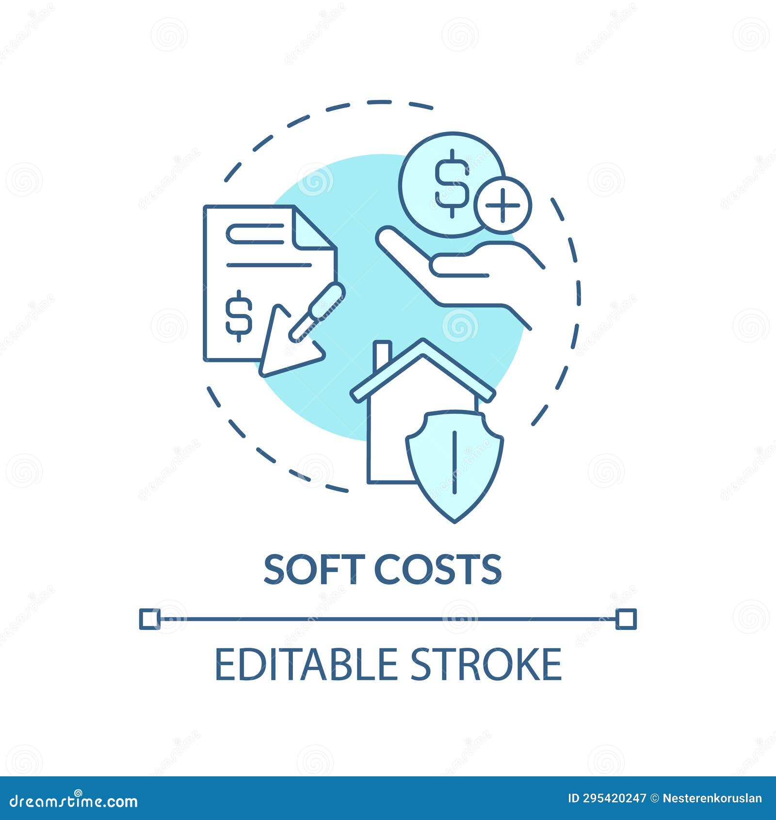 Thin Line Blue Icon Soft Costs Concept Stock Vector - Illustration of ...