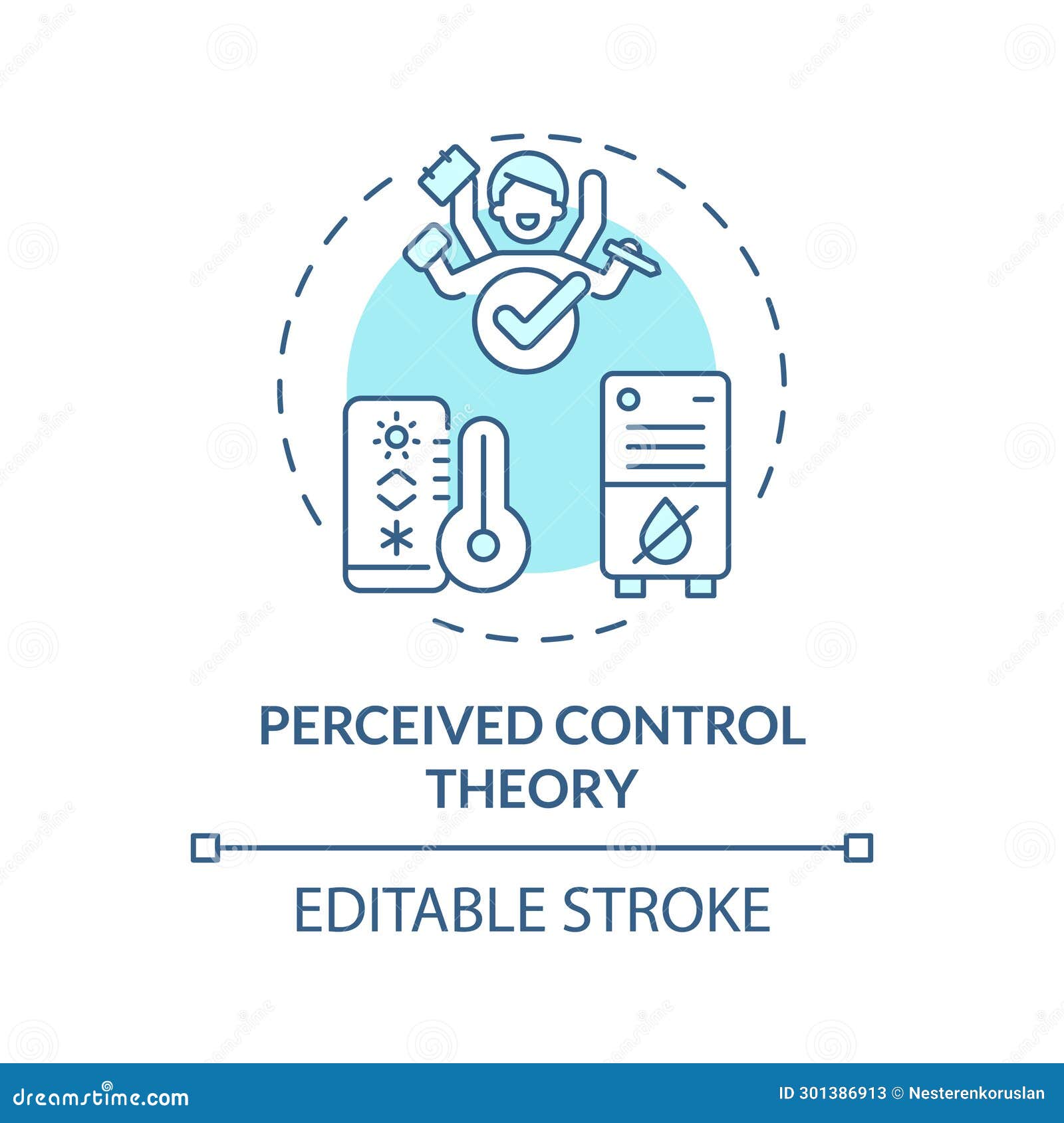 Thin Line Blue Perceived Control Theory Icon Concept Stock Illustration ...