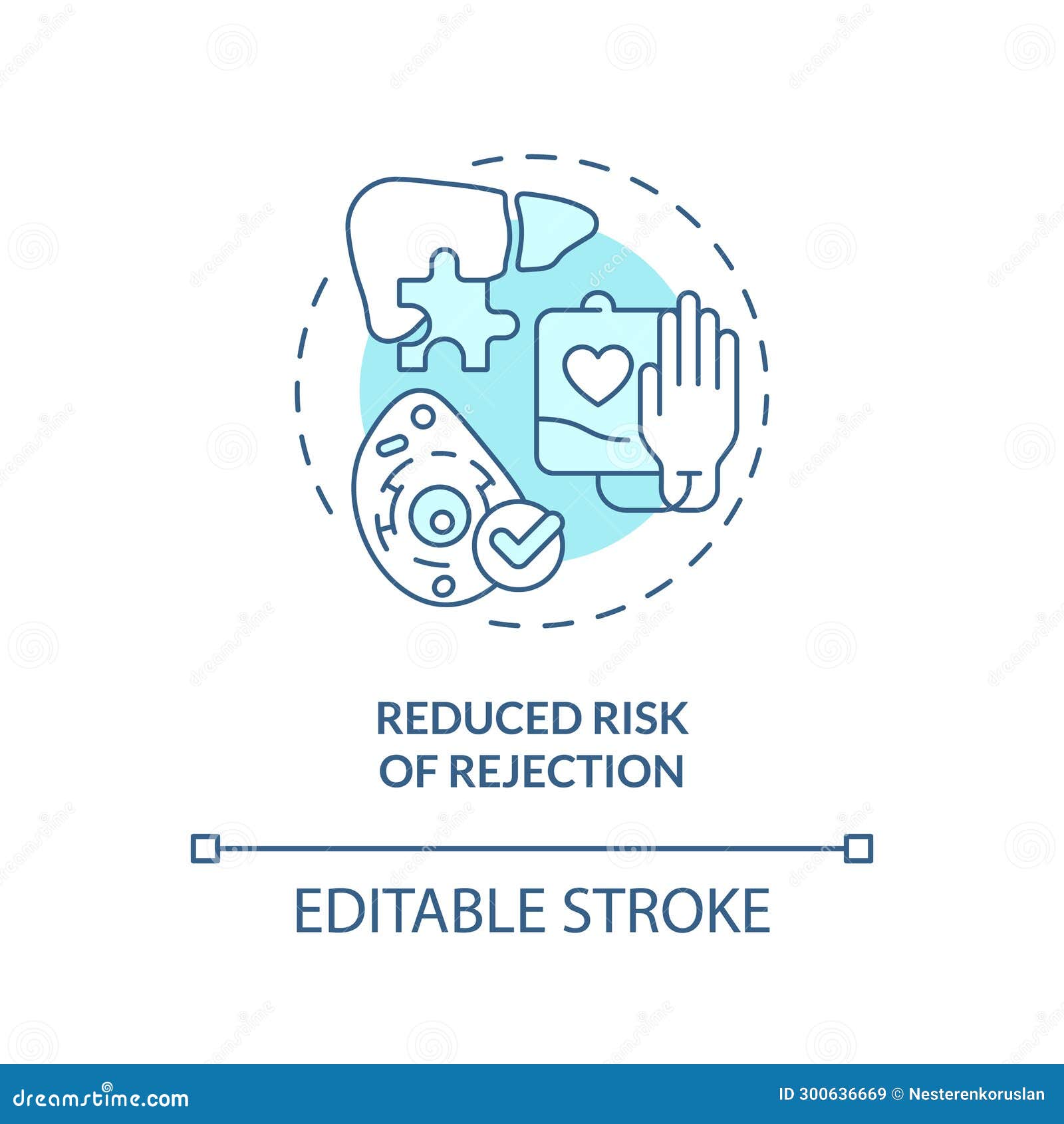 Thin Line Blue Reduced Risk of Rejection Icon Concept Stock Vector ...