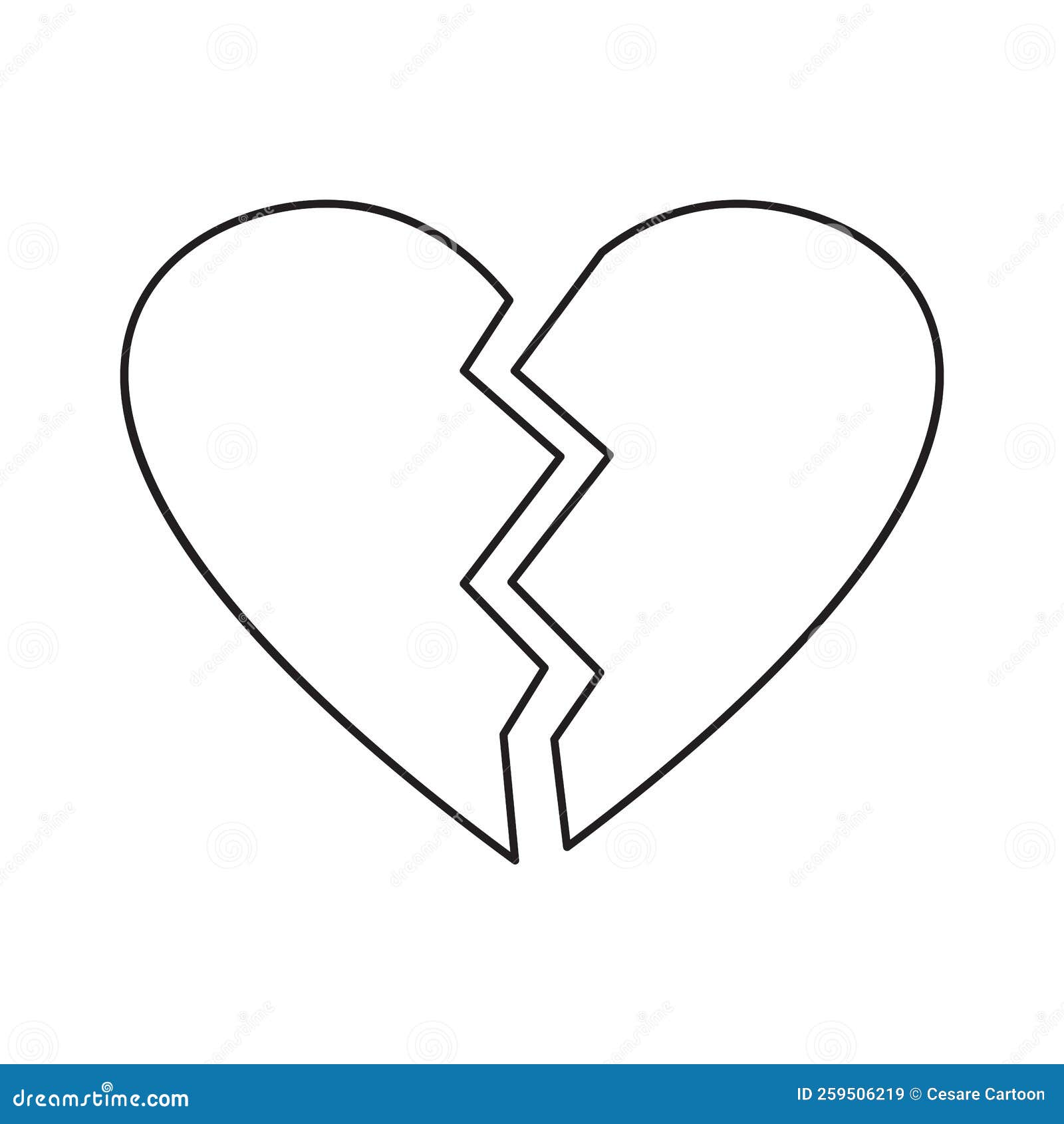 Thin line broken heart stock illustration. Illustration of simple ...