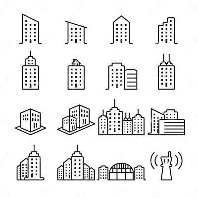 Thin Line Building Icon Set 2, Vector Eps10 Stock Vector - Illustration ...