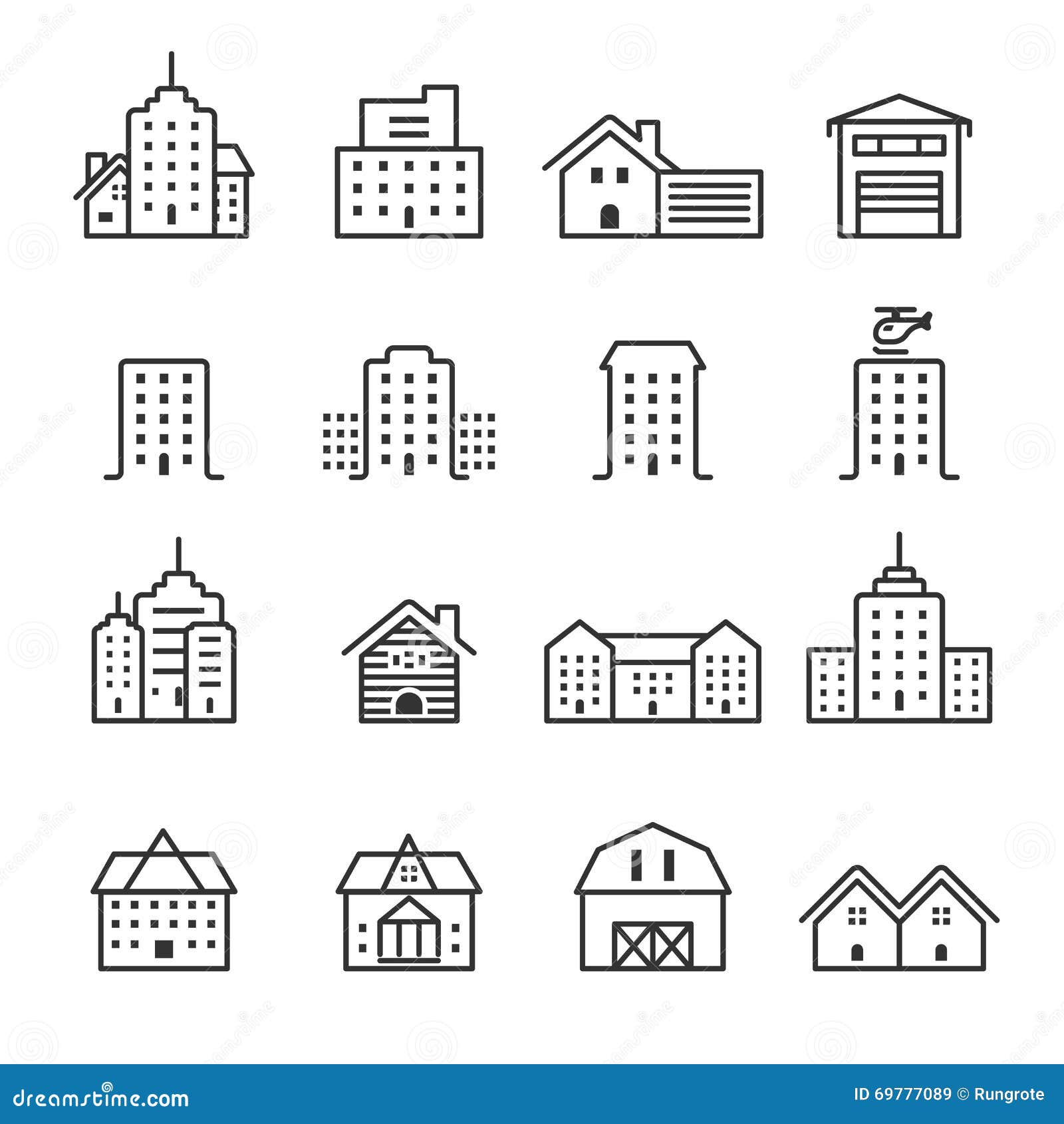 Thin Line Building Icon Set, Vector Eps10 Stock Vector - Illustration ...