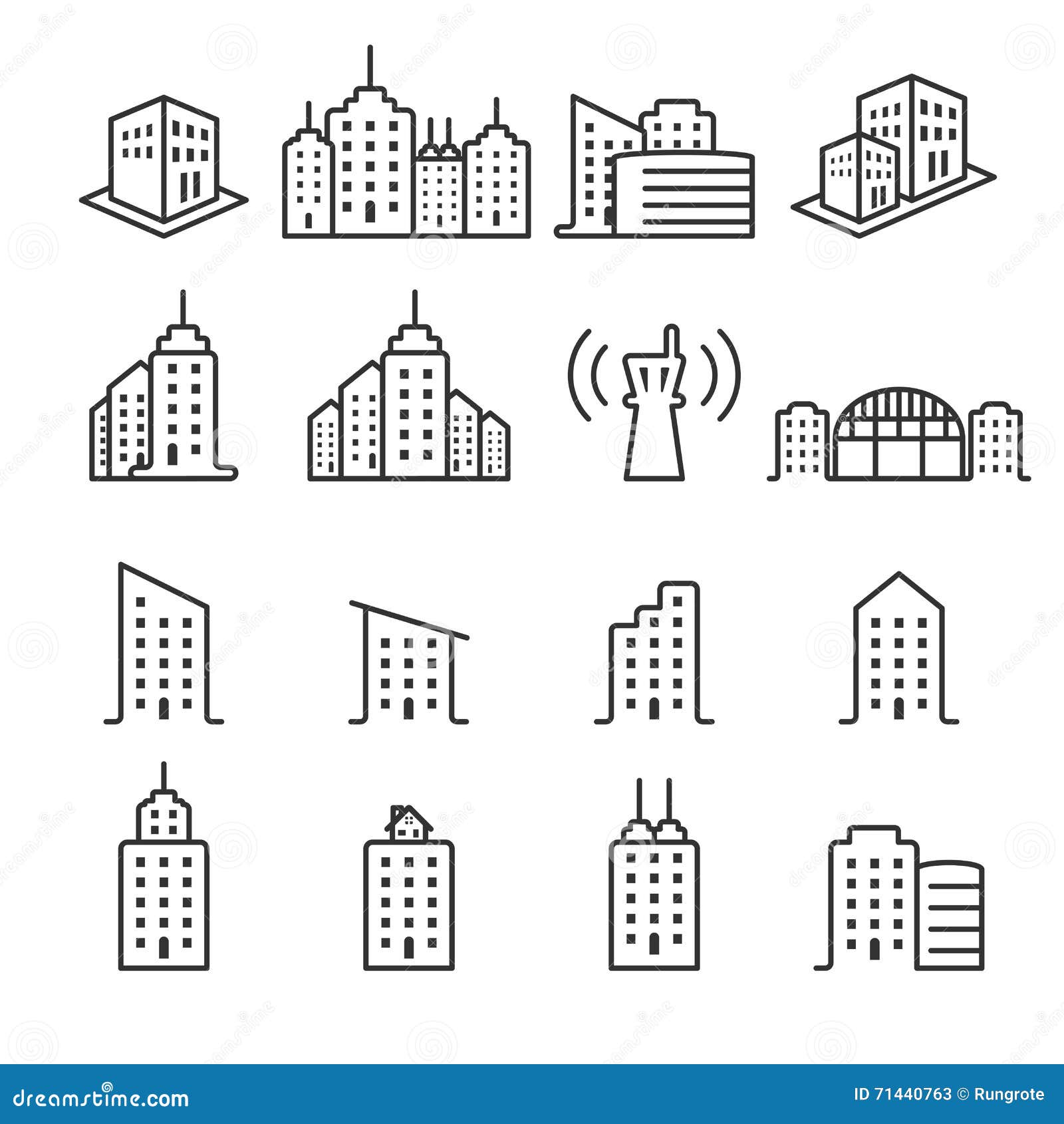 Thin Line Building Icon Set 2, Vector Eps10 Stock Vector - Illustration ...