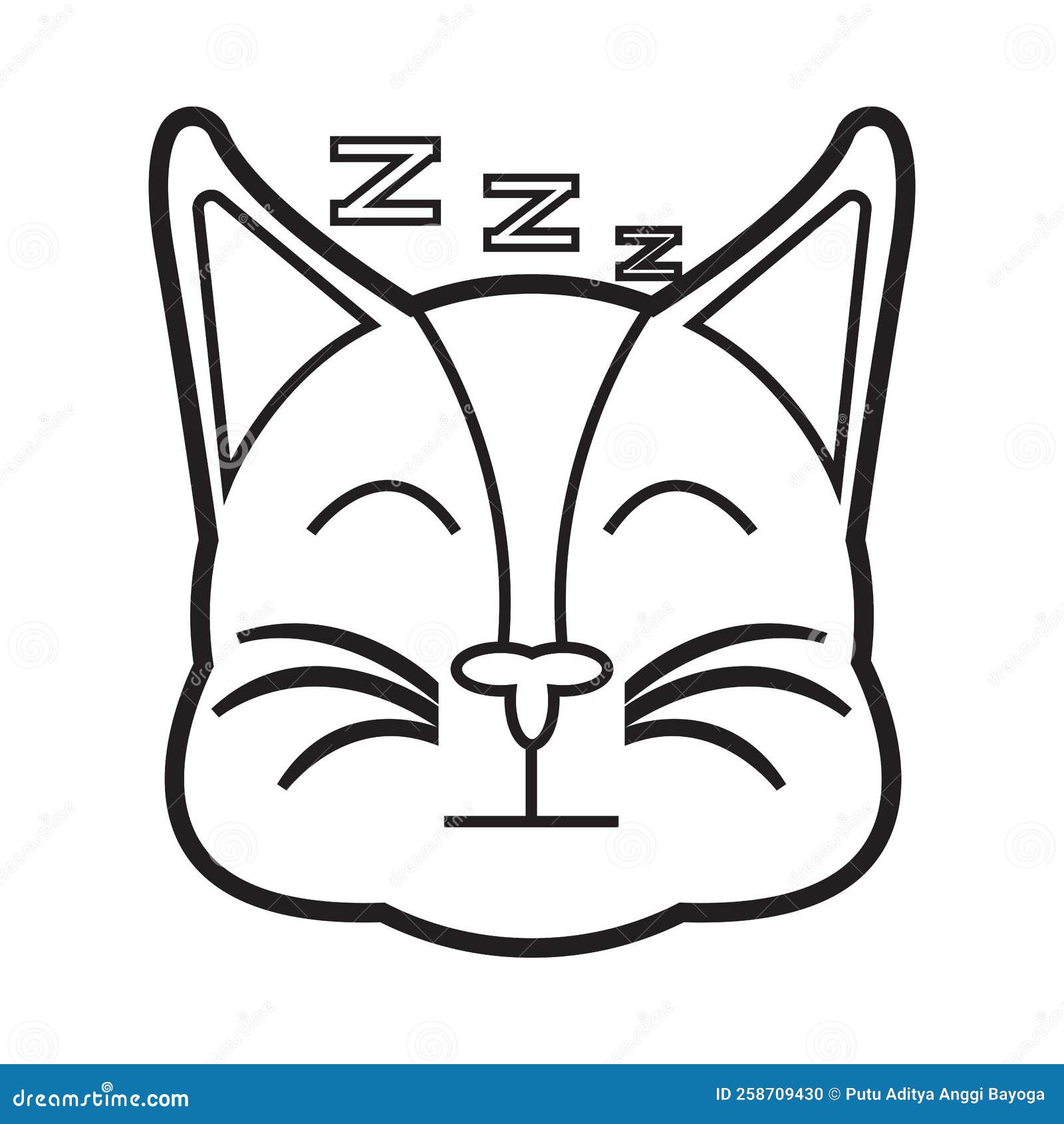 Thin Line Cat Emoticon Sleep Stock Vector - Illustration of design ...