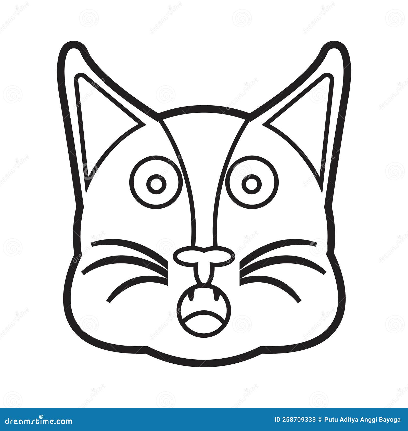 Thin Line Cat Emoticon Startled Stock Vector - Illustration of simple ...