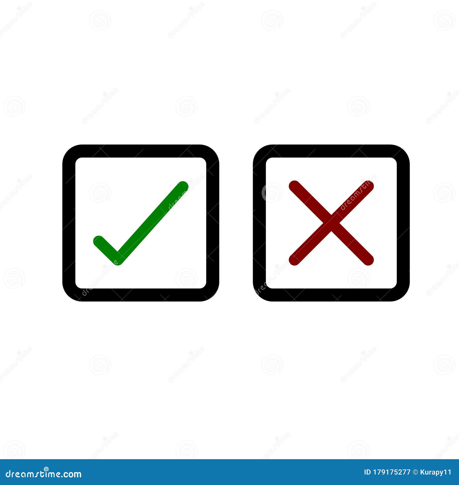 Thin Line Check Mark Icons. Green Tick and Red Cross Checkmarks Flat ... Thin Line Check Mark Icons. Green Tick and Red Cross Checkmarks Flat ...