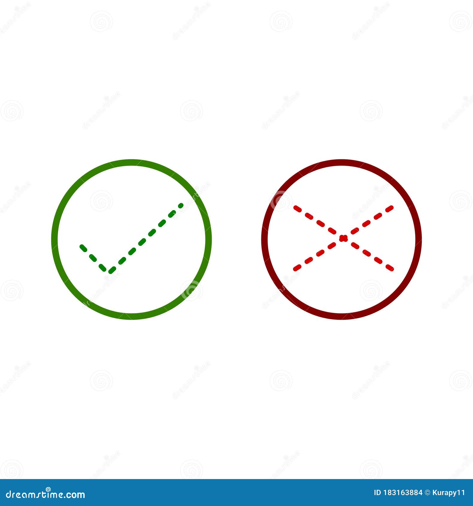 Thin Line Check Mark Icons. Green Tick and Red Cross Checkmarks Flat ...