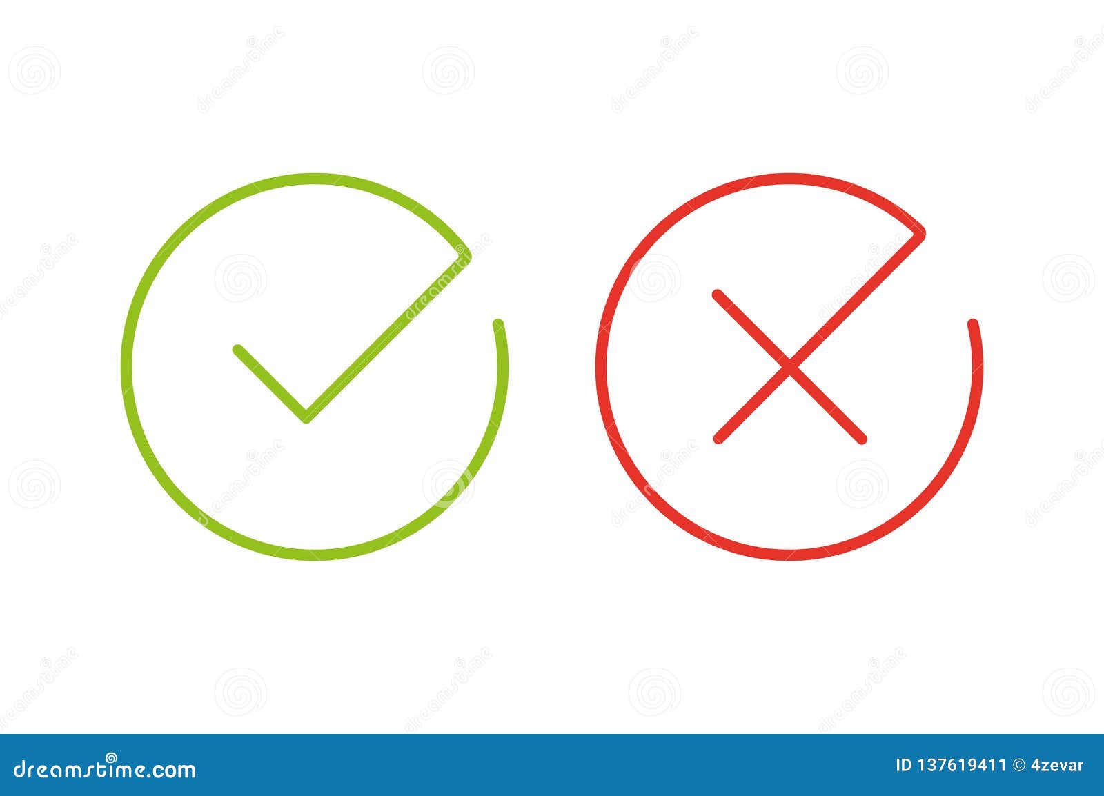 Thin line check mark icons stock illustration. Illustration of decline ...
