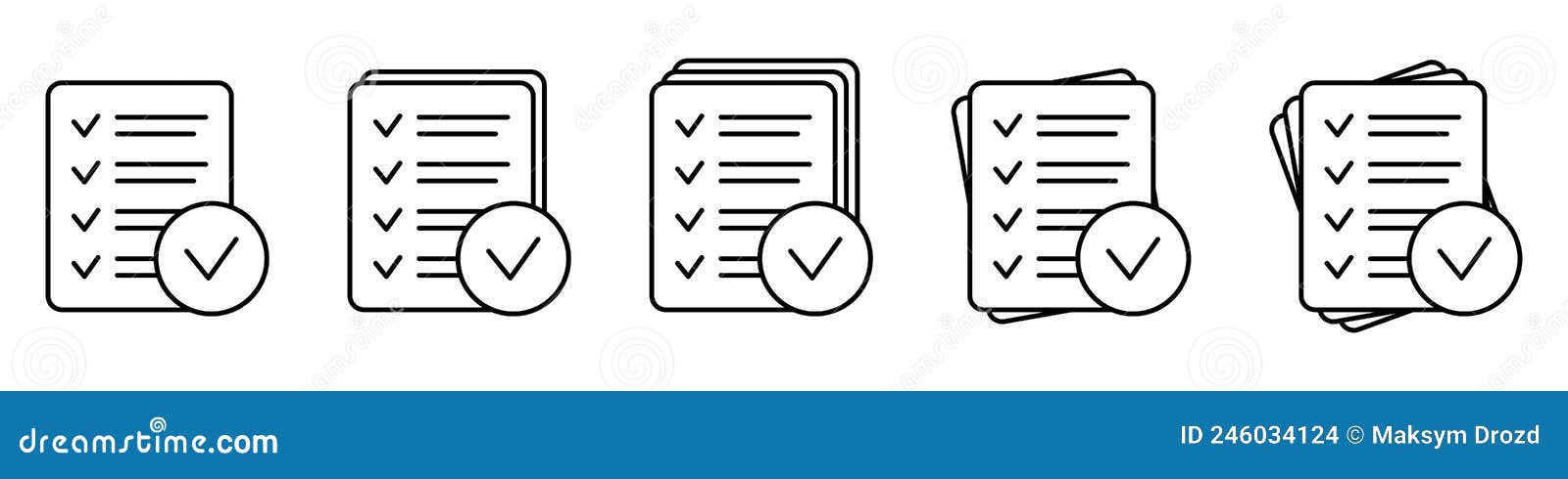 Thin Line Checklist, Report Icon on White Background Stock Vector ...