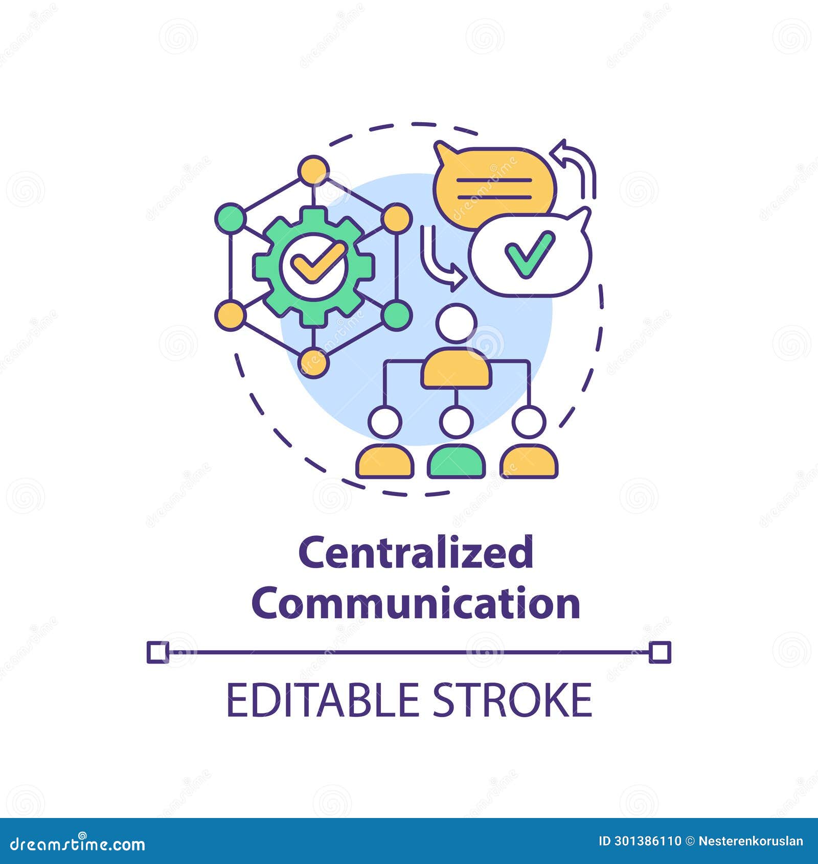 Thin Line Colorful Centralized Communication Icon Concept Stock Vector ...