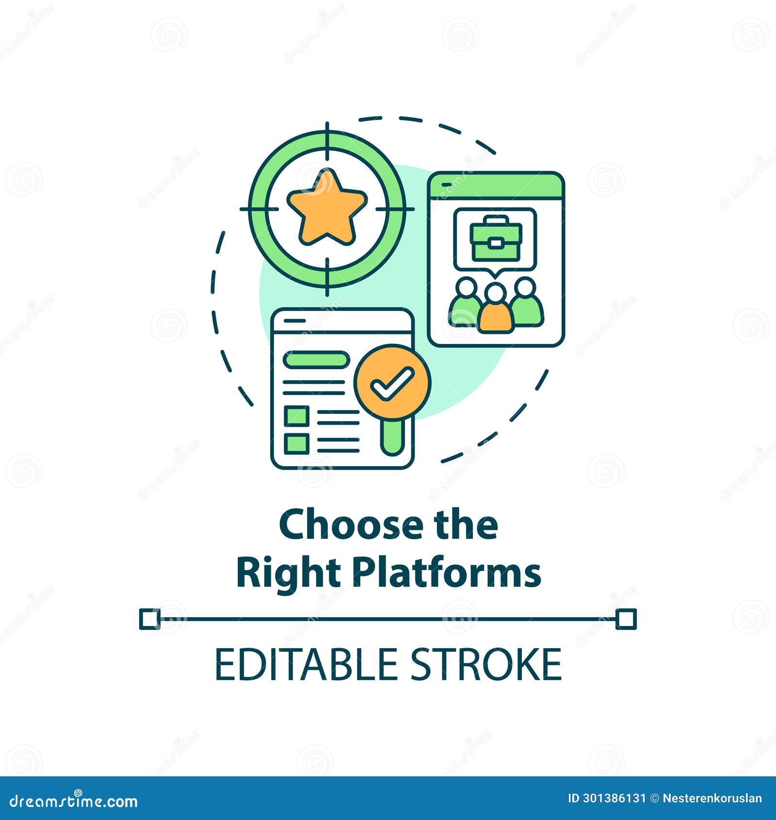 Thin Line Colorful Choose the Right Platforms Icon Concept Stock Vector ...