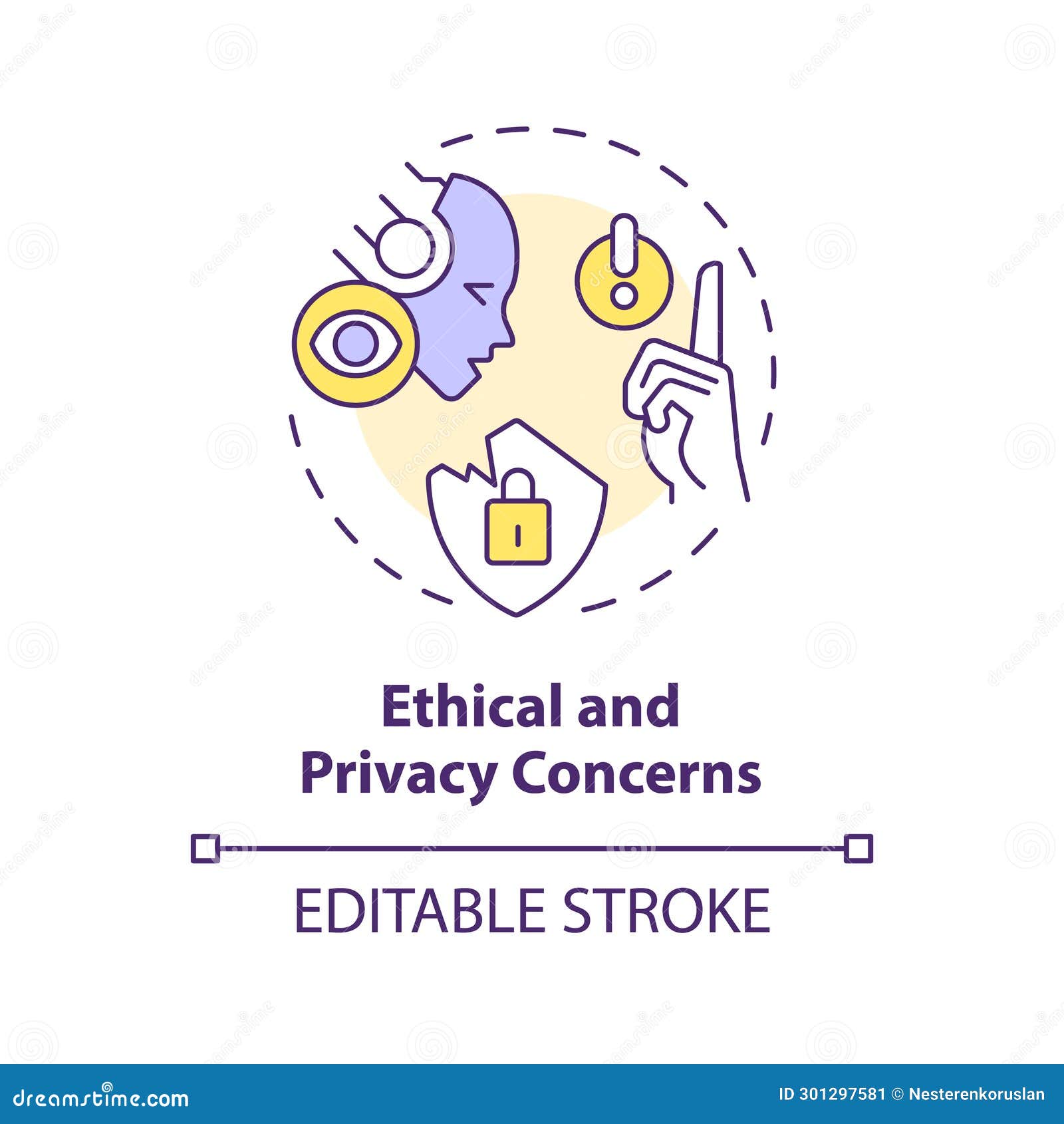 Thin Line Colorful Ethical and Privacy Concerns Icon Concept Stock ...