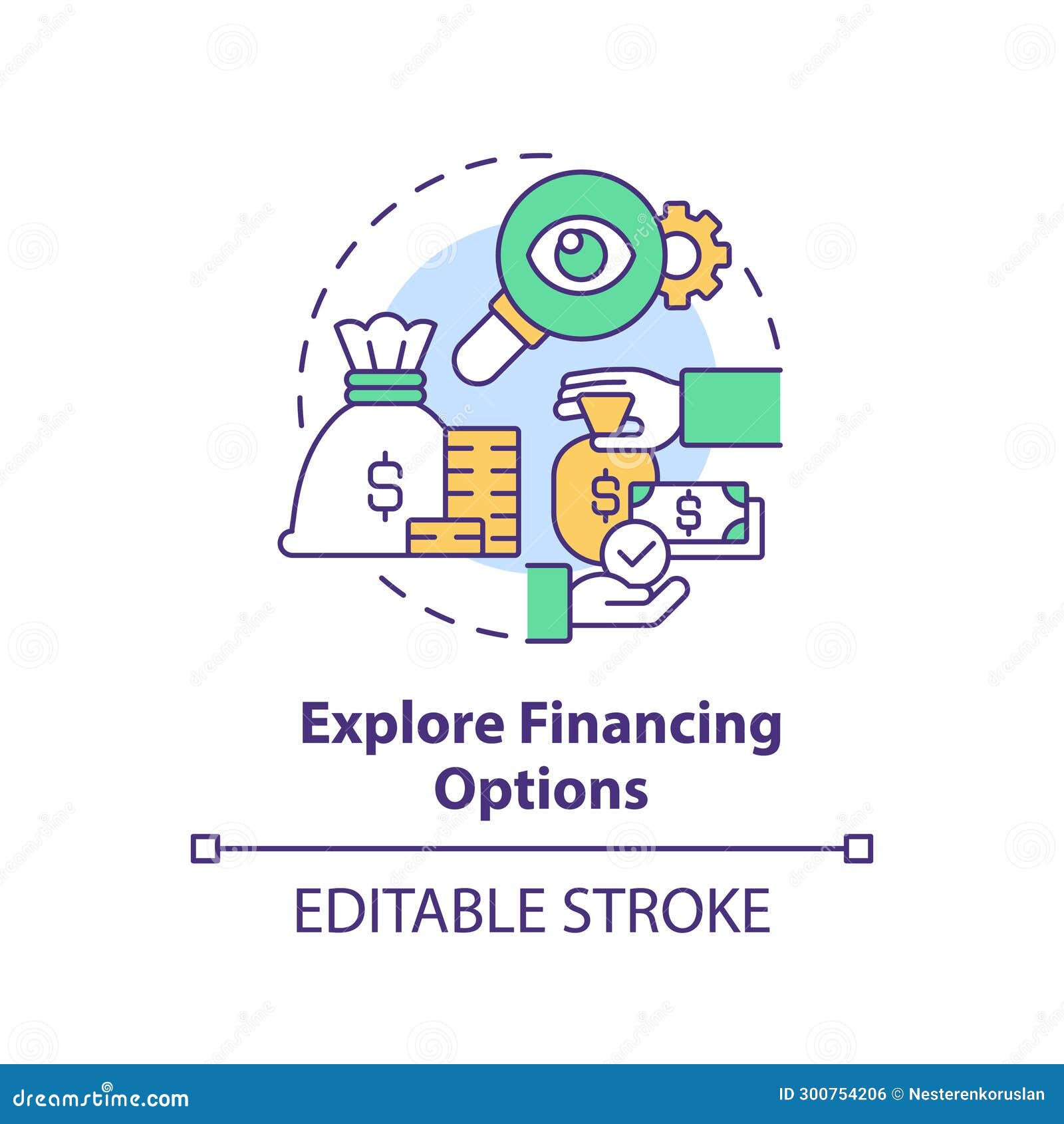 Thin Line Colorful Explore Financing Options Icon Concept Stock Vector ...