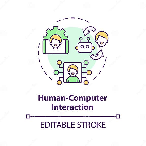 Thin Line Colorful Human Computer Interaction Icon Concept Stock Vector ...