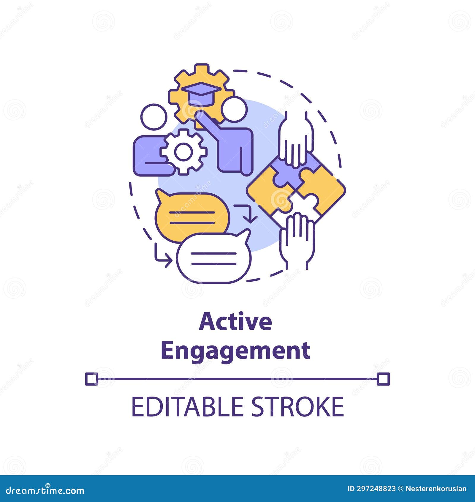Thin Line Colorful Icon Active Engagement Concept Stock Vector ...