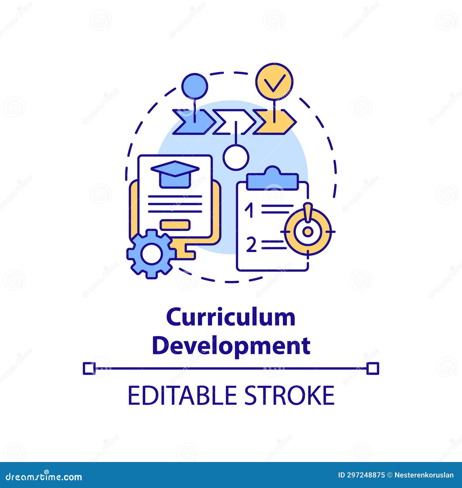 Thin Line Colorful Icon Curriculum Development Concept Stock Vector ...