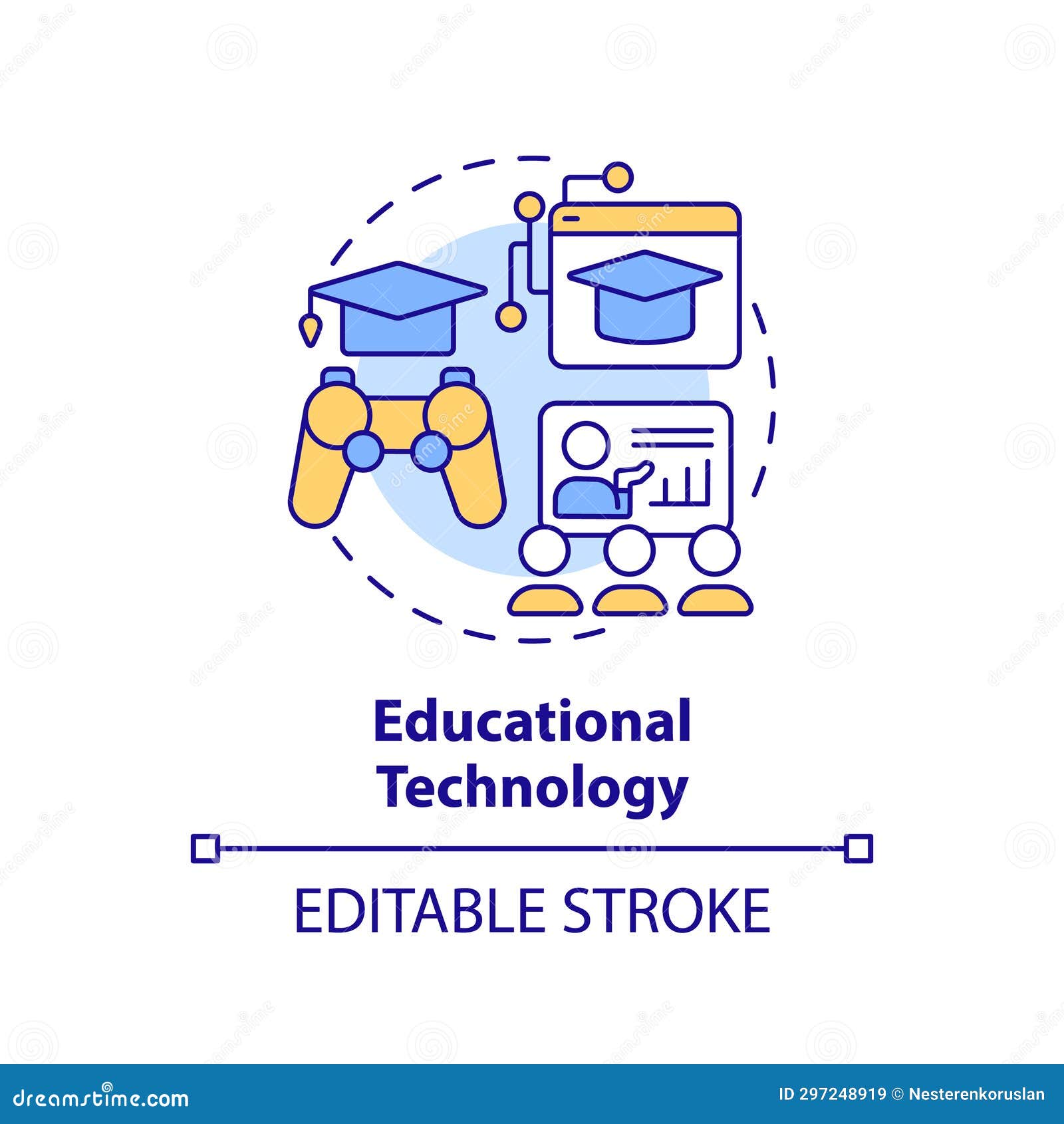 Thin Line Colorful Icon Educational Technology Concept Stock Vector ...
