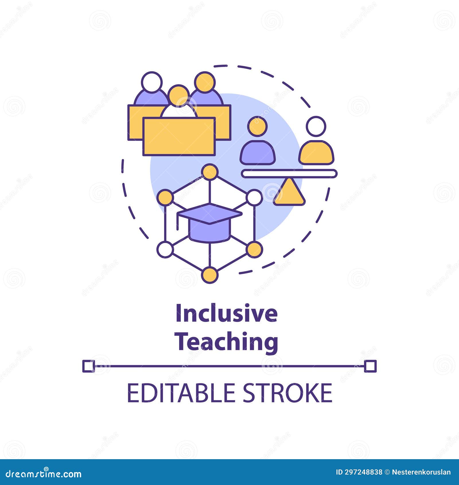 Thin Line Colorful Icon Inclusive Teaching Concept Stock Vector ...