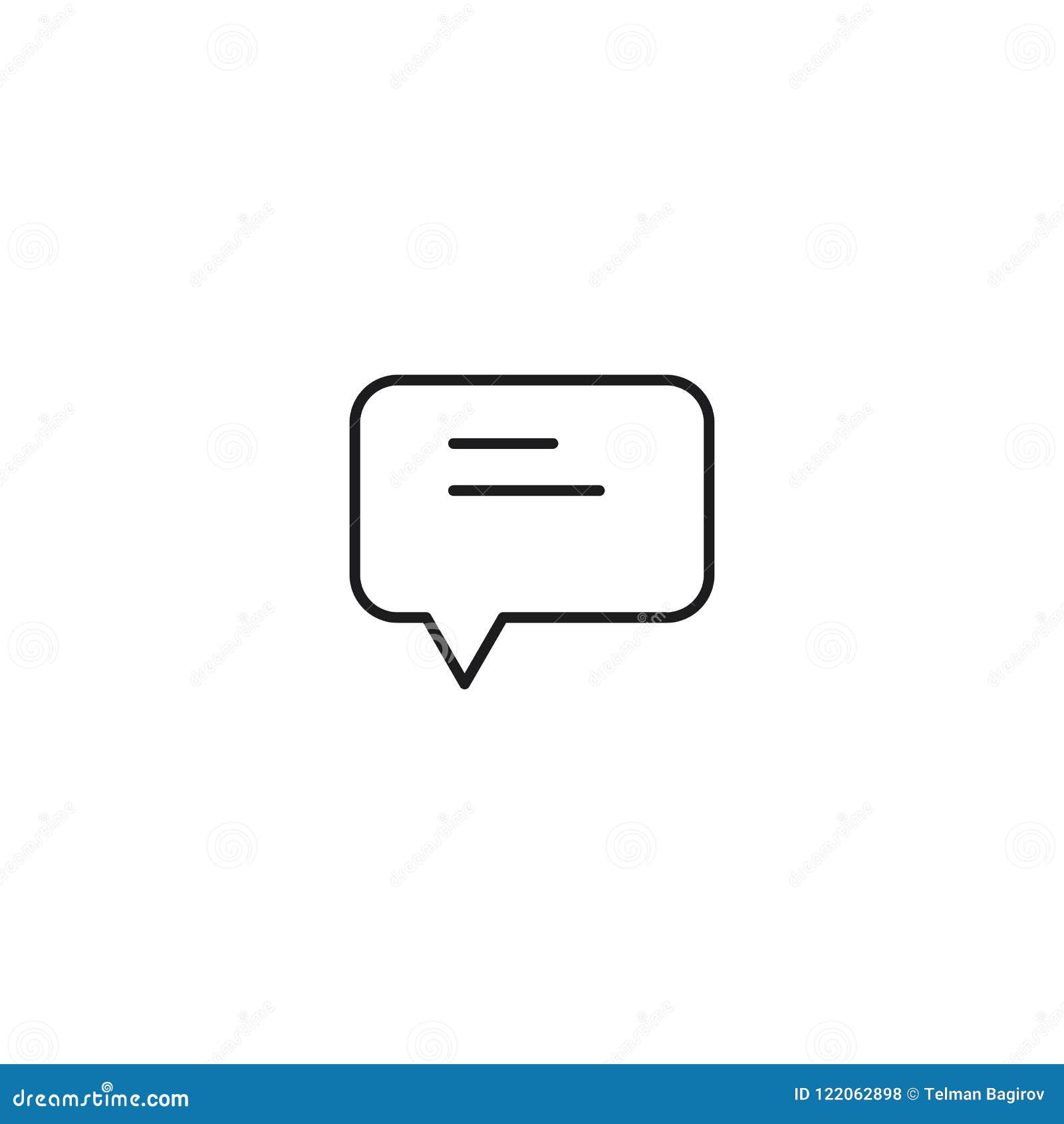 Line Comment Icon on White Background Stock Illustration - Illustration ...