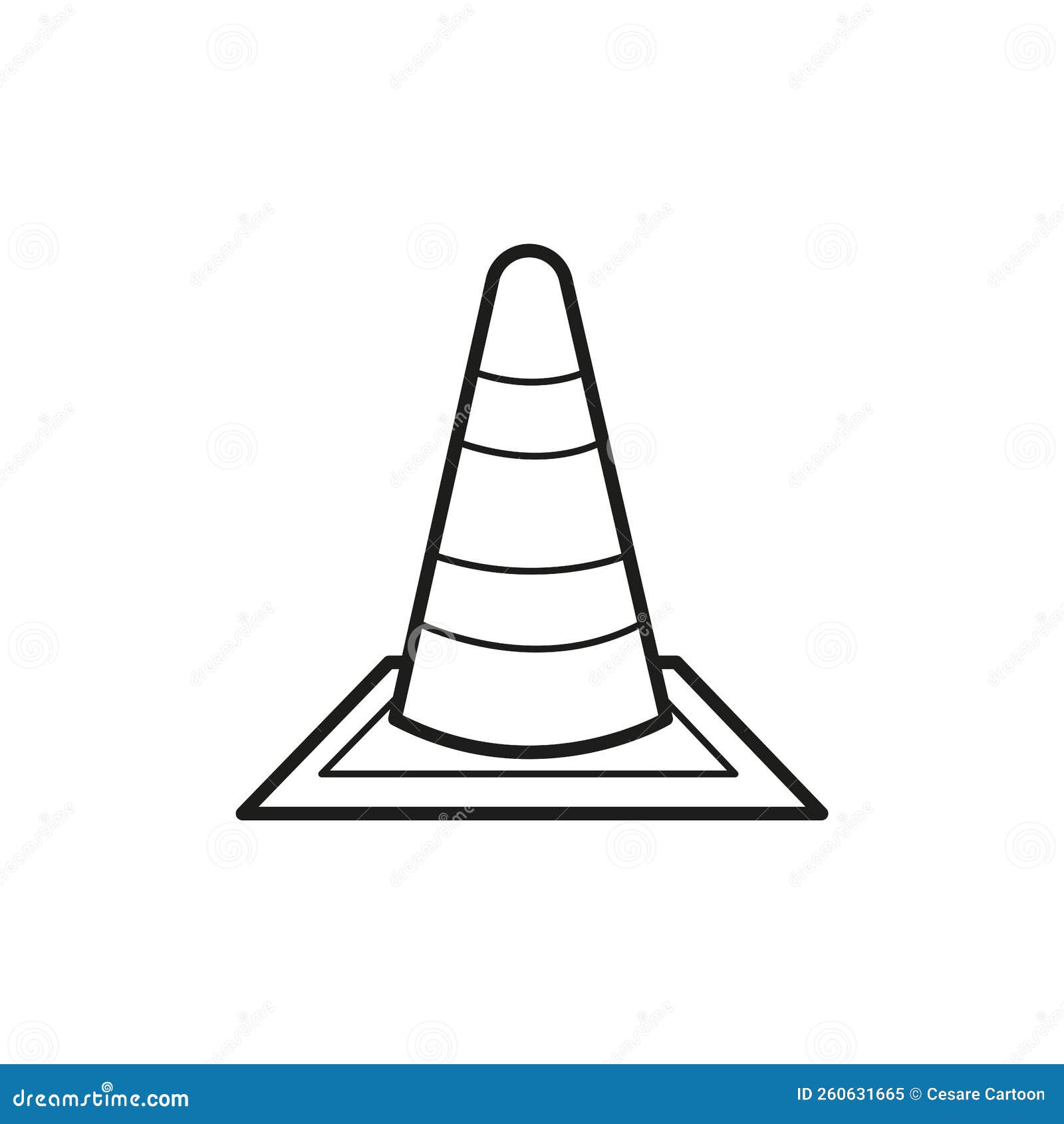 Thin line warning cone stock vector. Illustration of design - 260631665