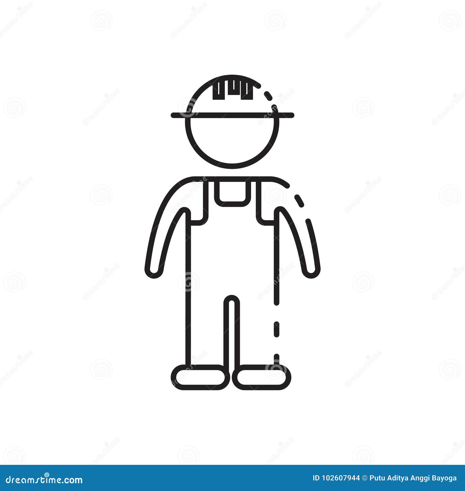Thin Line Construction Worker Icon Stock Vector - Illustration of ...