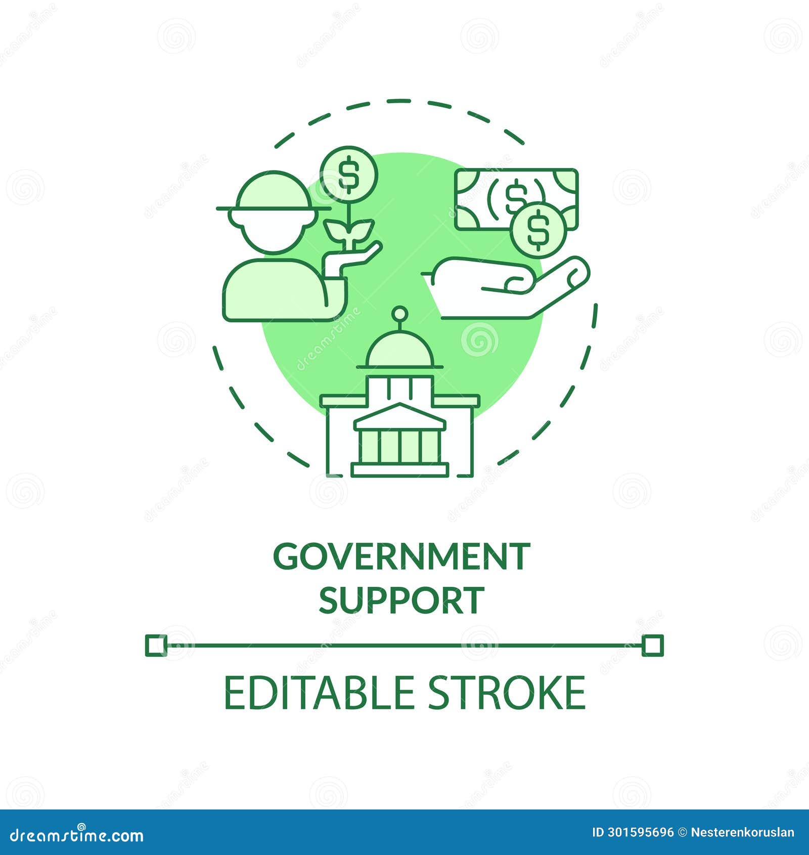 Thin Line Creative Green Government Support Icon Concept Stock ...