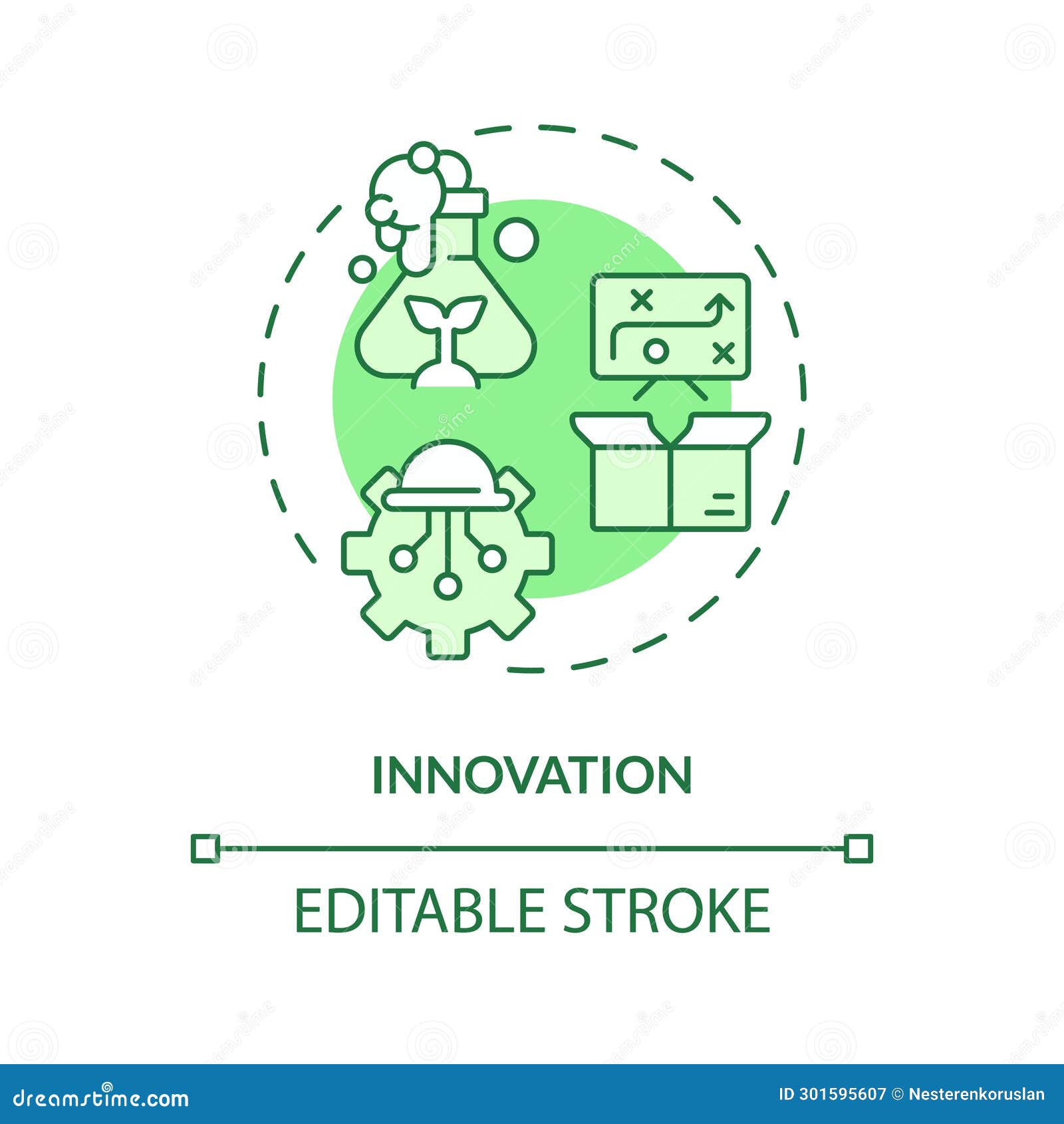 Thin Line Creative Green Innovation Icon Concept Stock Illustration ...