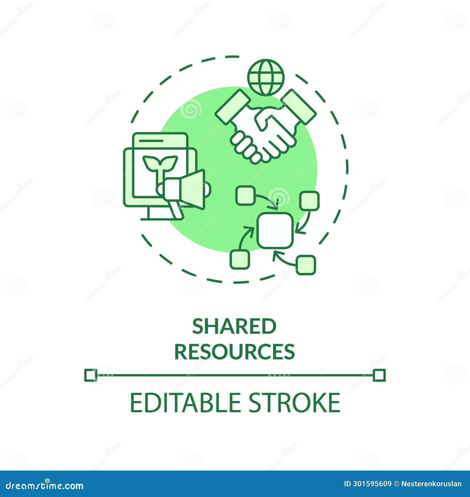 Thin Line Creative Green Shared Resources Icon Concept Stock Vector ...