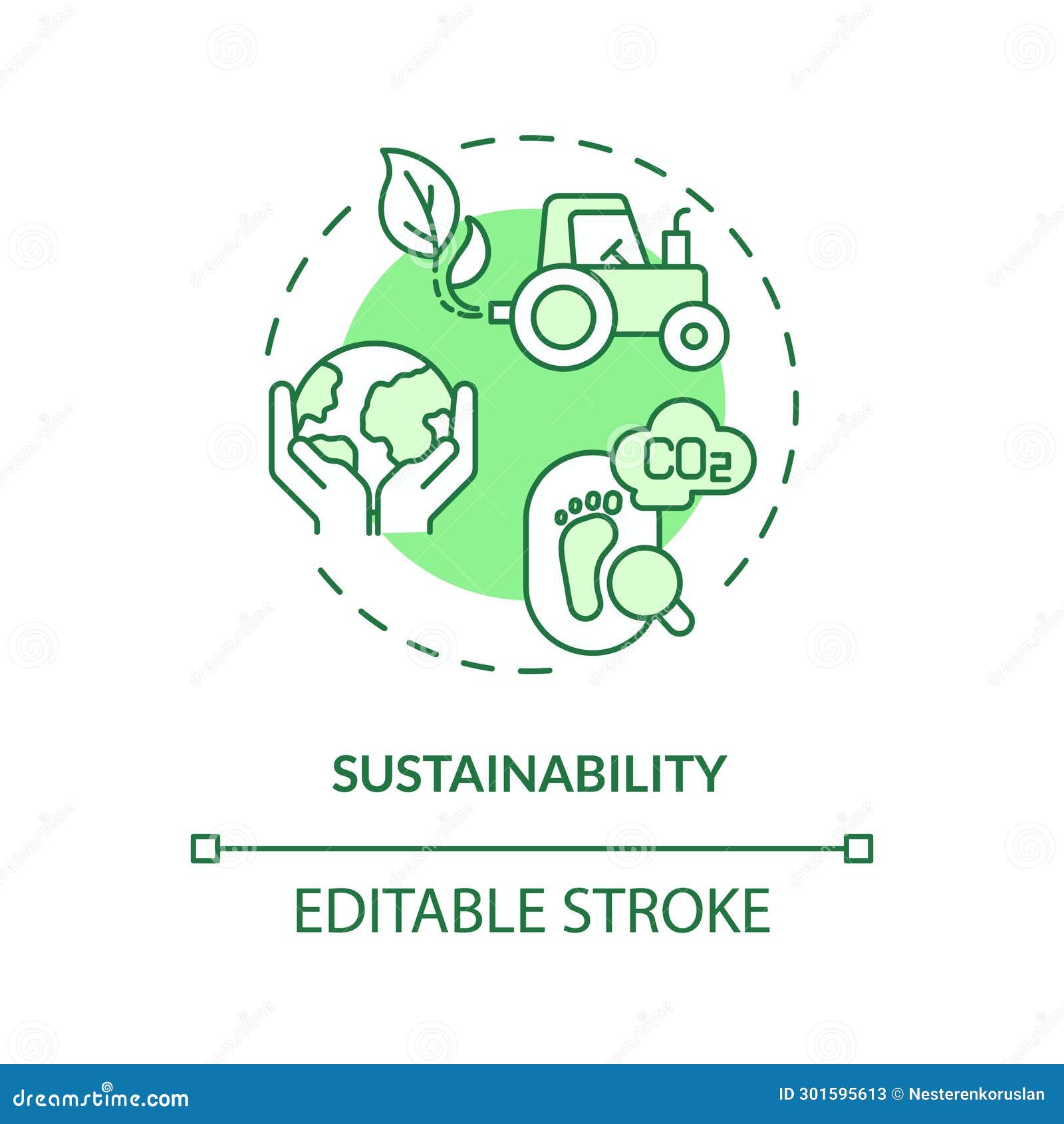Thin Line Creative Green Sustainability Icon Concept Stock Vector ...