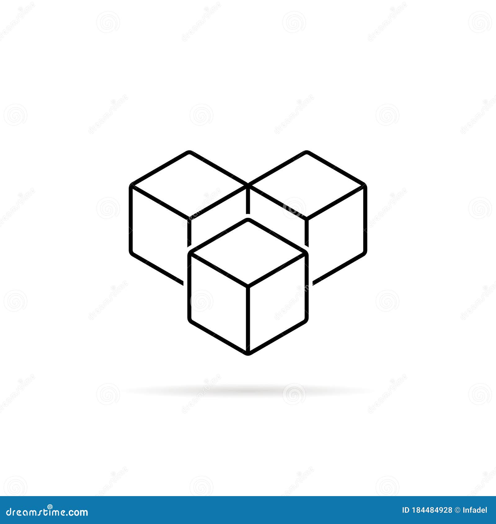 3d Line Cubes And Parallelepipeds. Vector Set Of Outline Perspective ...
