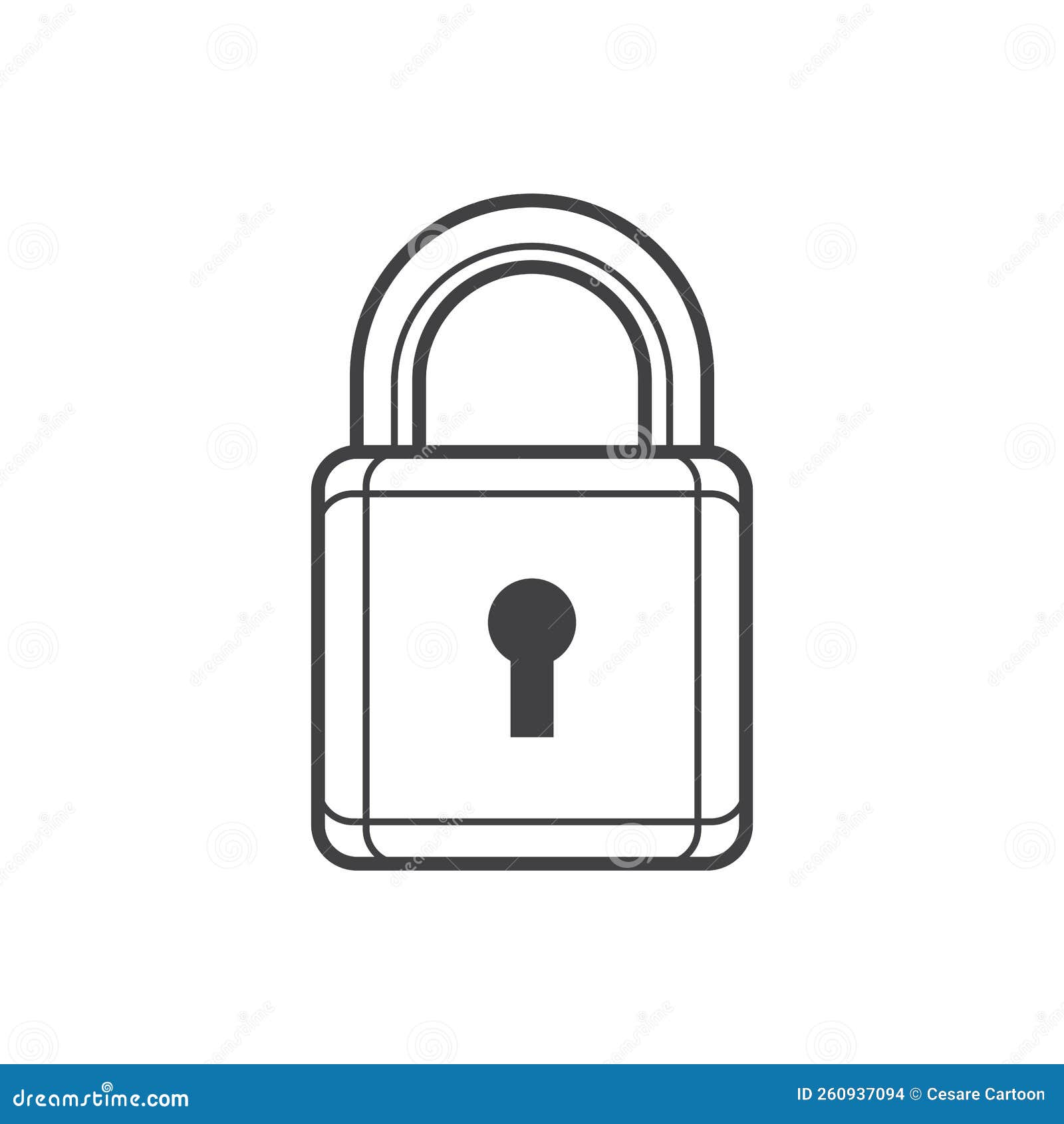 Thin line padlock stock vector. Illustration of line - 260937094