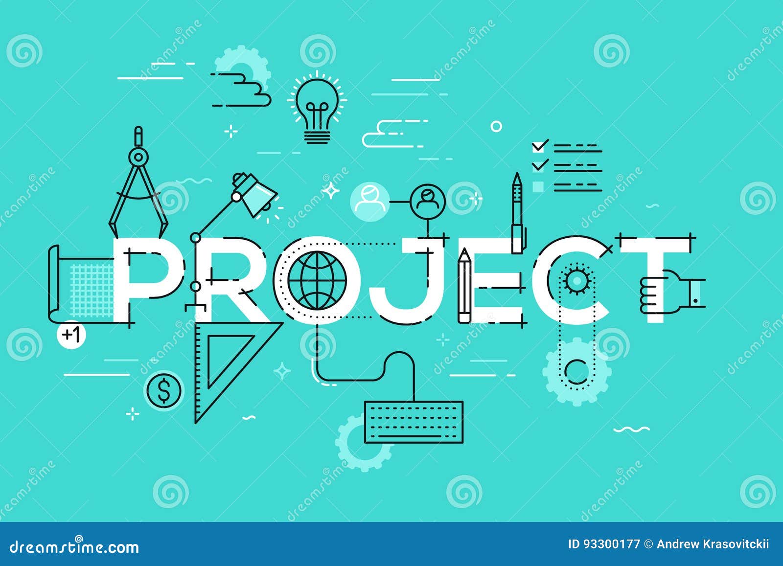 Thin Line Design Concept for Project Website Banner. Stock Vector ...