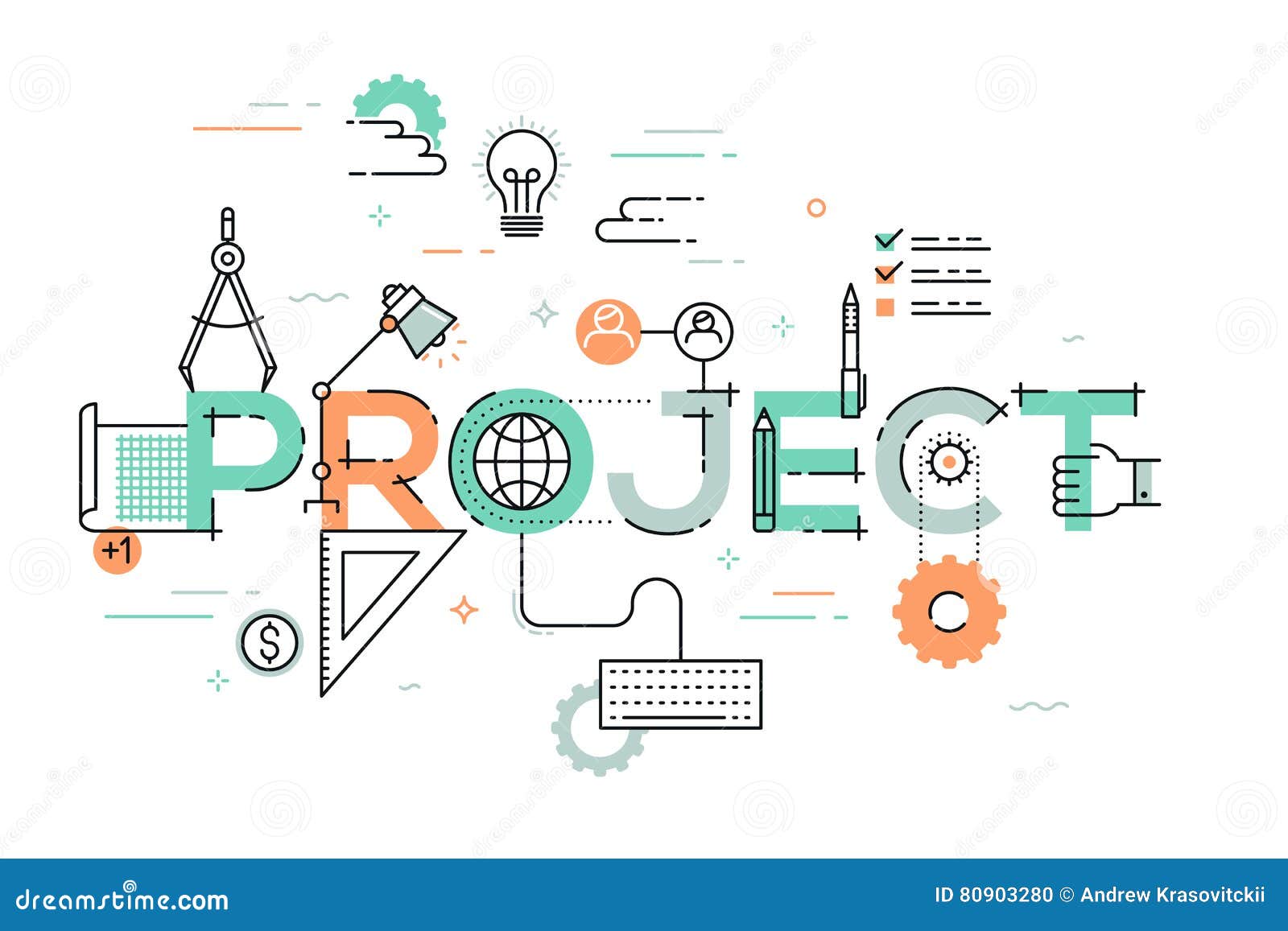 Thin Line Design Concept for Project Website Banner. Stock Vector ...
