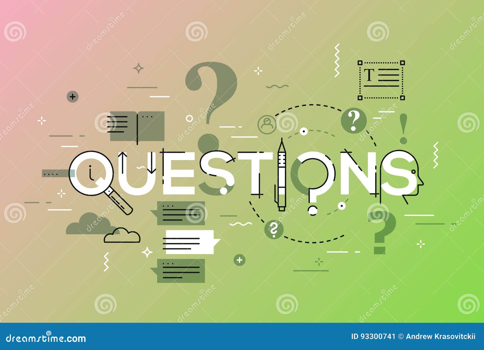 Thin Line Design Concept for Questions Website Banner. Stock Vector ... Thin Line Design Concept for Questions Website Banner. Stock Vector ...